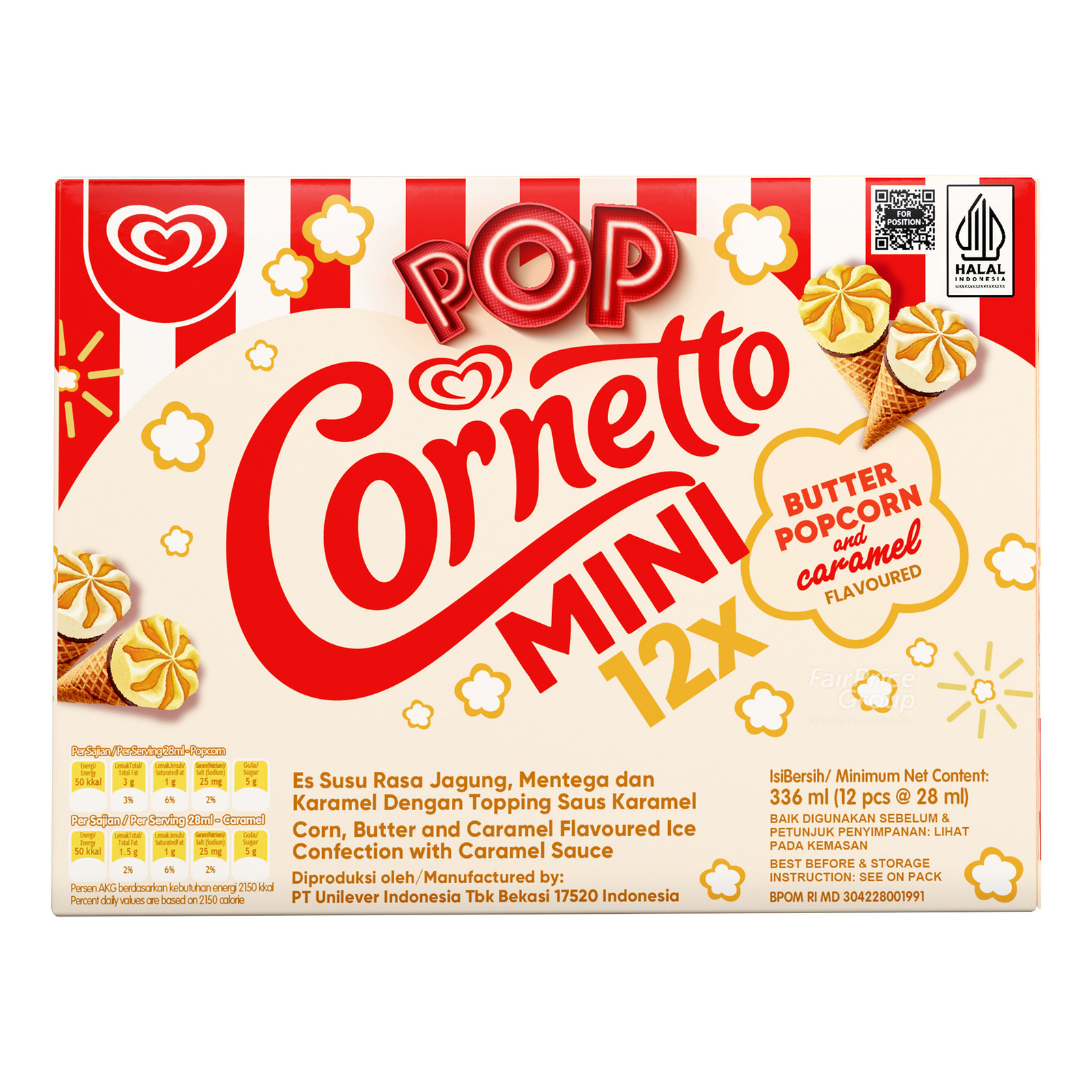 Cornetto Mini Pop Ice Cream Cone - Butter Popcorn & Caramel | NTUC ...