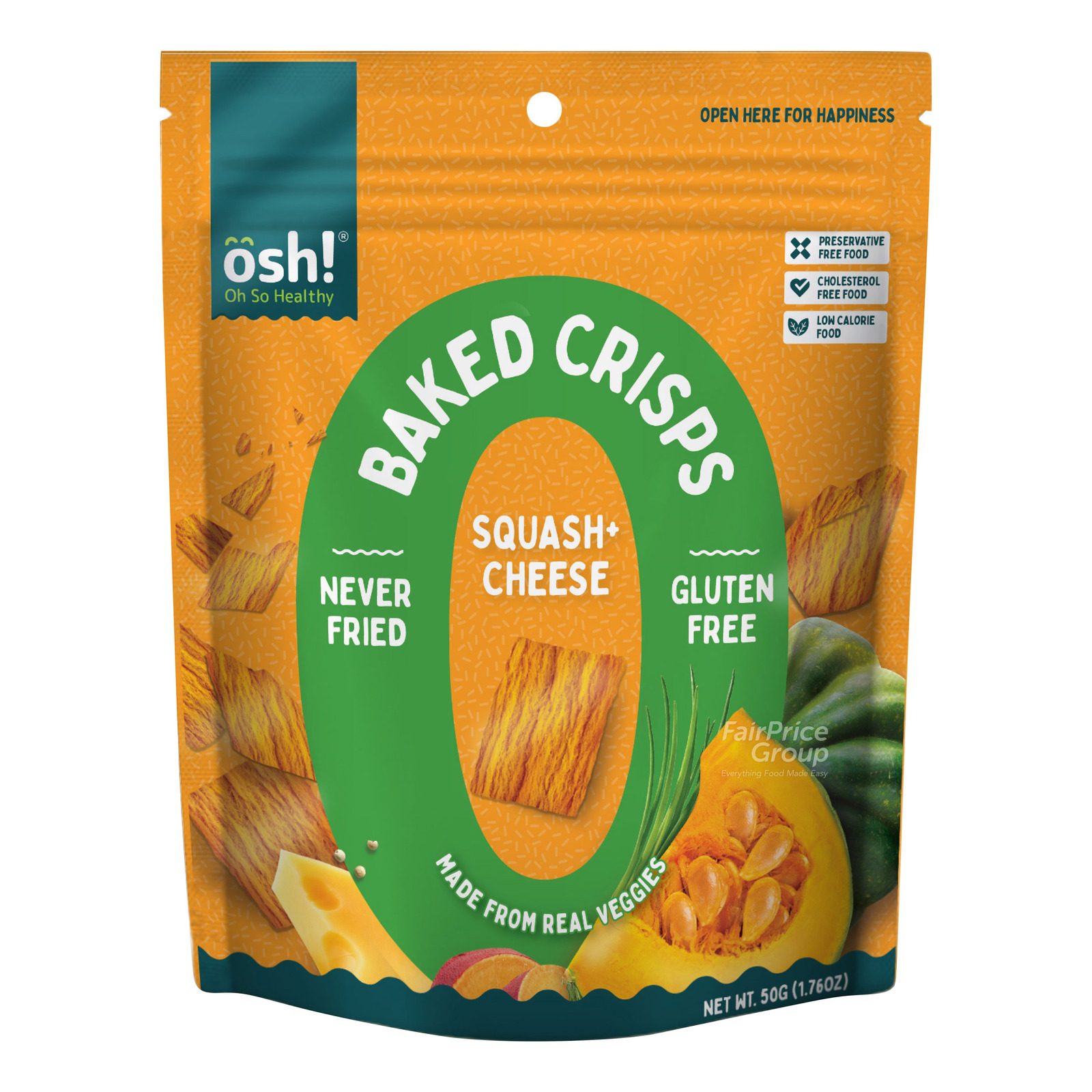Oh So Healthy Baked Crisps - Squash Cheese | NTUC FairPrice