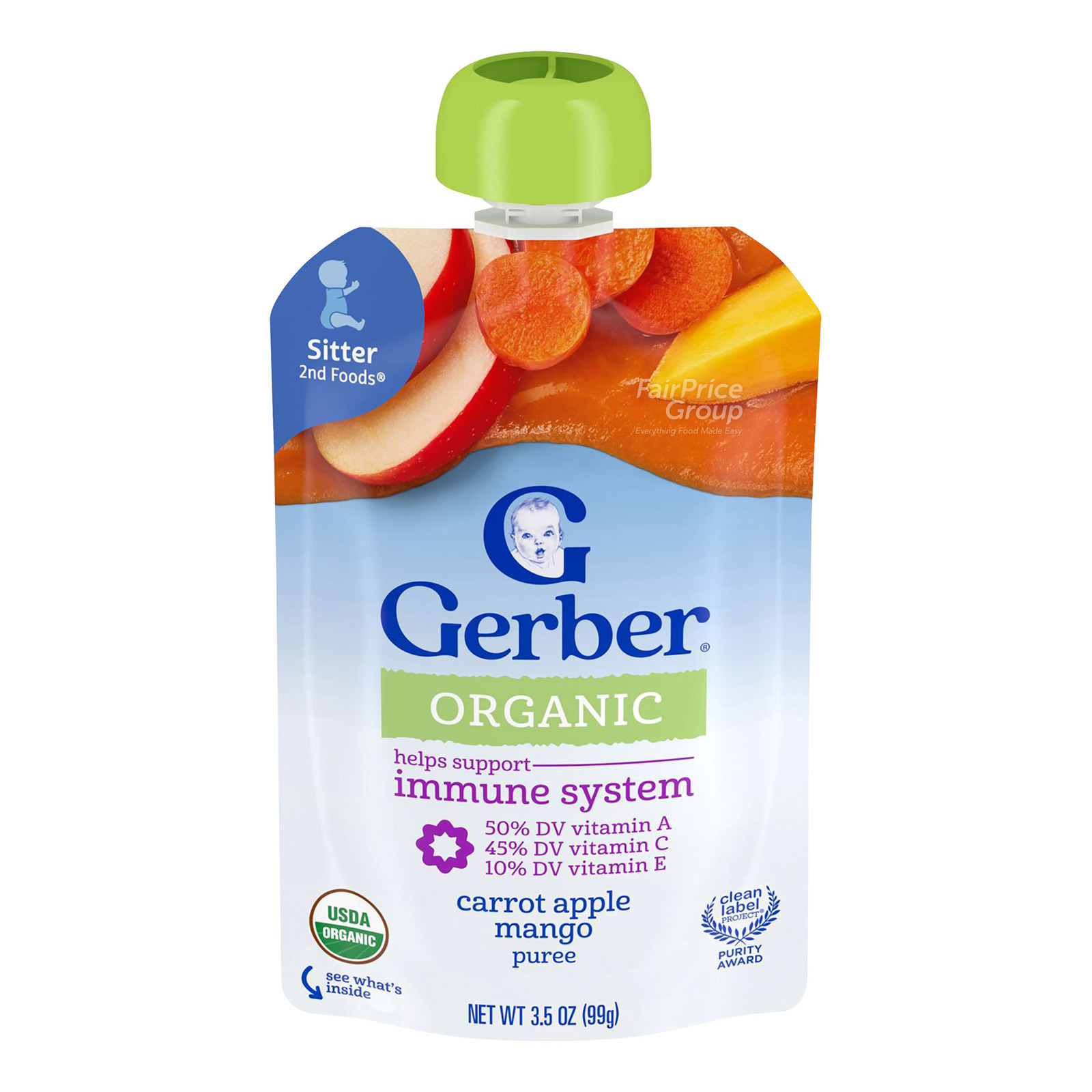 Gerber Organic Pouch Puree - Carrot Apple Mango | NTUC FairPrice