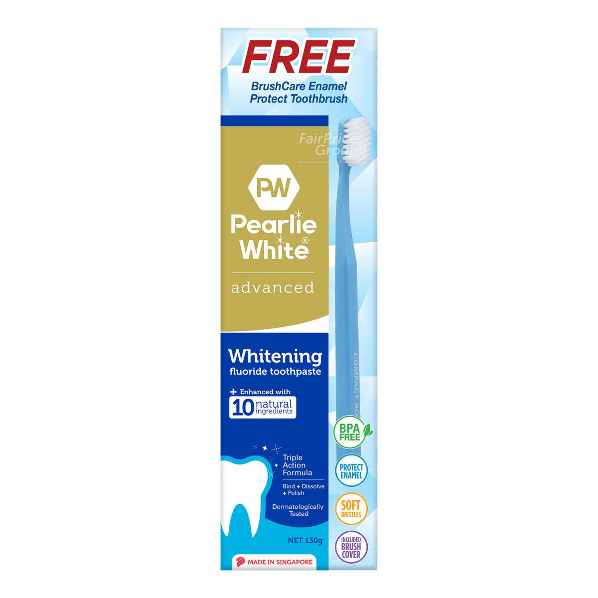 Pearlie White Advanced Whitening Toothpaste + Toothbrush | NTUC FairPrice