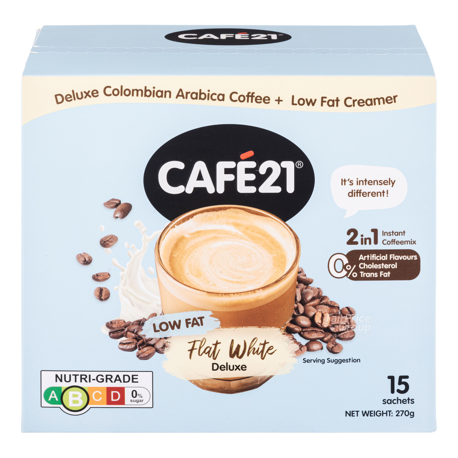Cafe 21 Low Fat 2-in-1 Instant Coffeemix - Flat White | NTUC FairPrice
