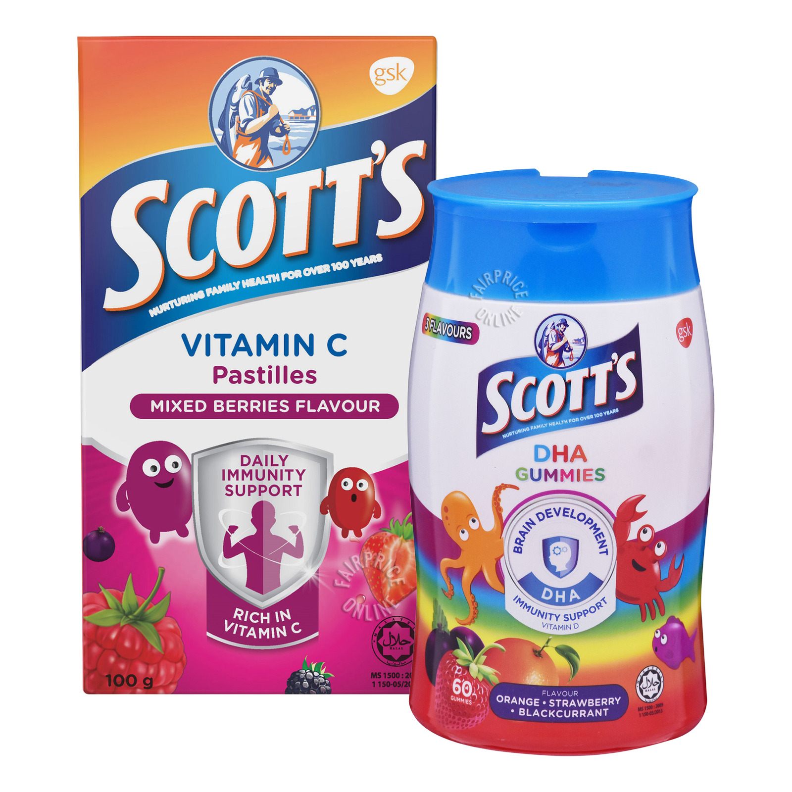 Scott's Vitamin C Pastilles & DHA Gummies Bundle | NTUC FairPrice