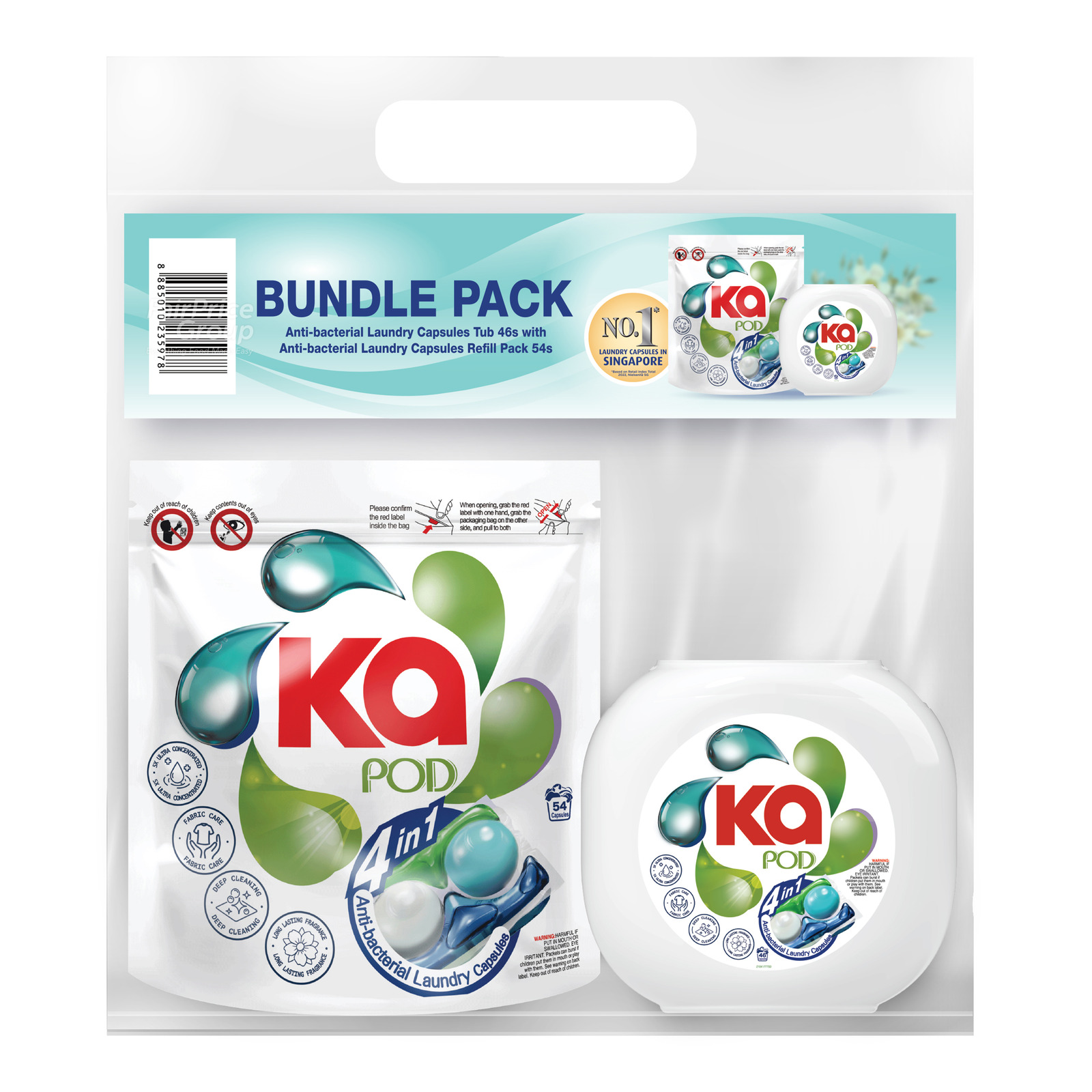 Ka 4-in-1 Laundry Capsules Detergent + Refill - Antibacterial | NTUC ...
