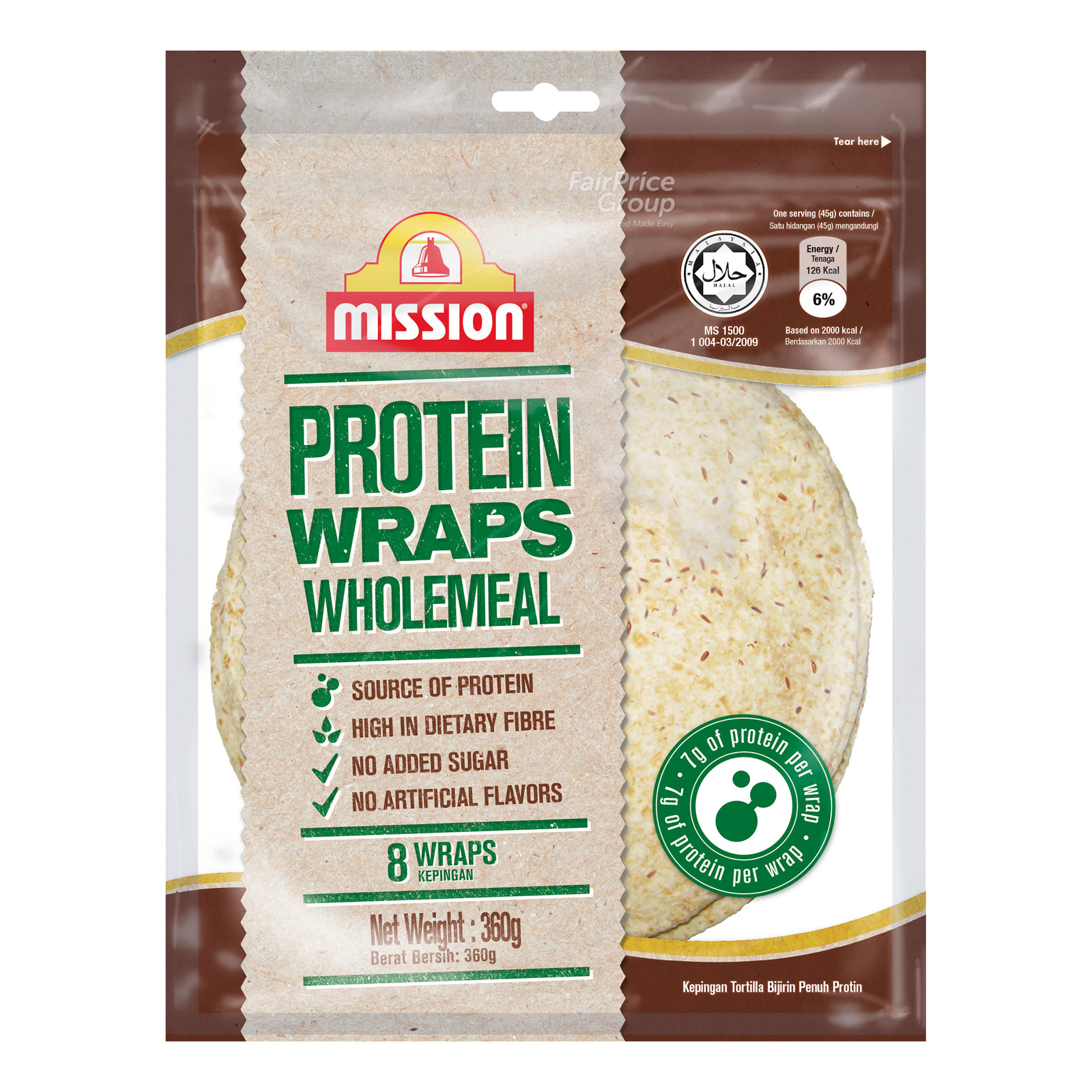 Mission Wholemeal Wraps - Protein | NTUC FairPrice