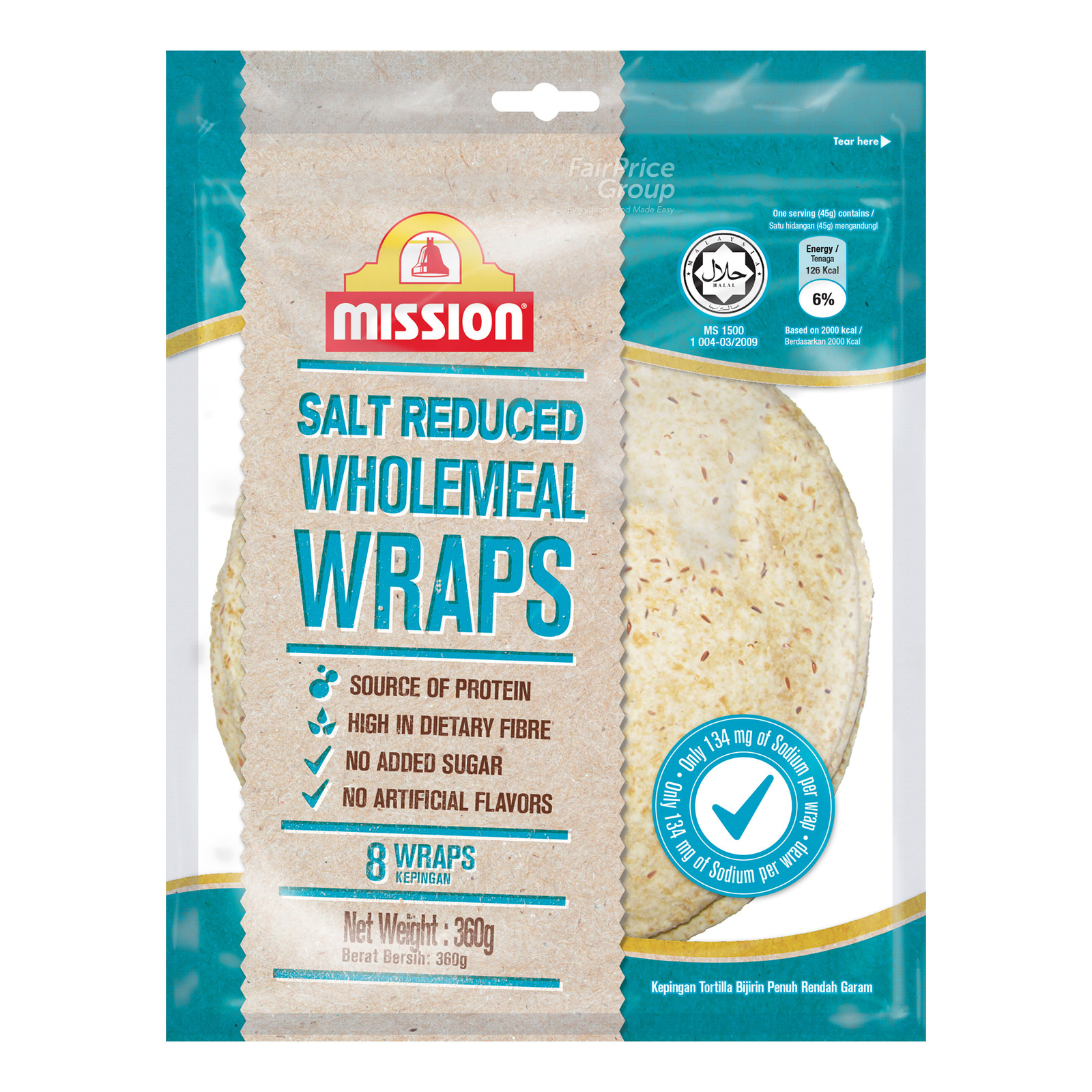 Mission Wholemeal Wraps - Salt Reduced | NTUC FairPrice