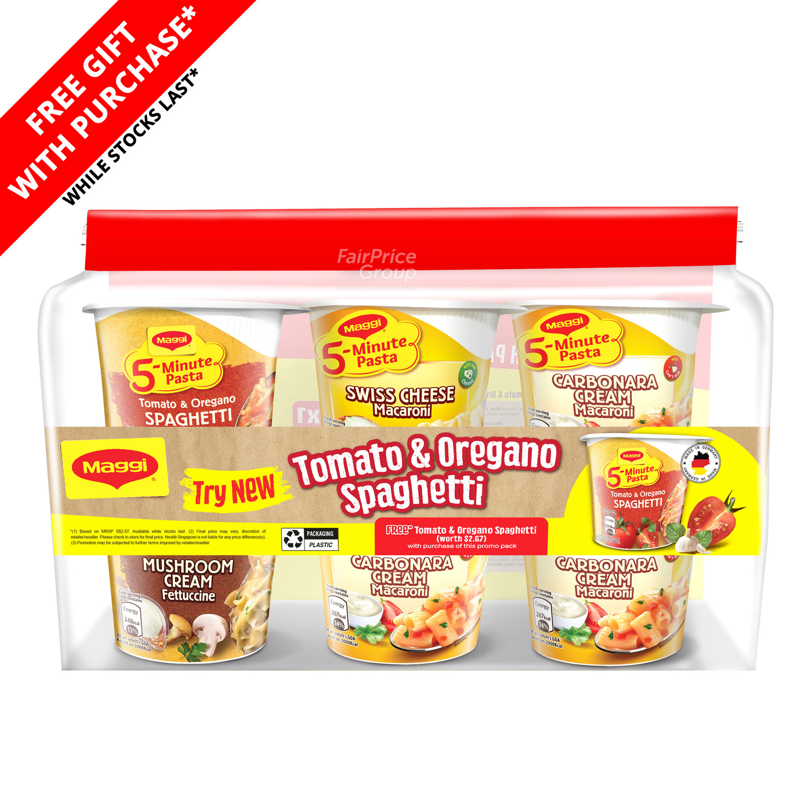 Maggi 5-Minute Pasta Cup + Free Tomato & Oregano Spaghetti | NTUC FairPrice