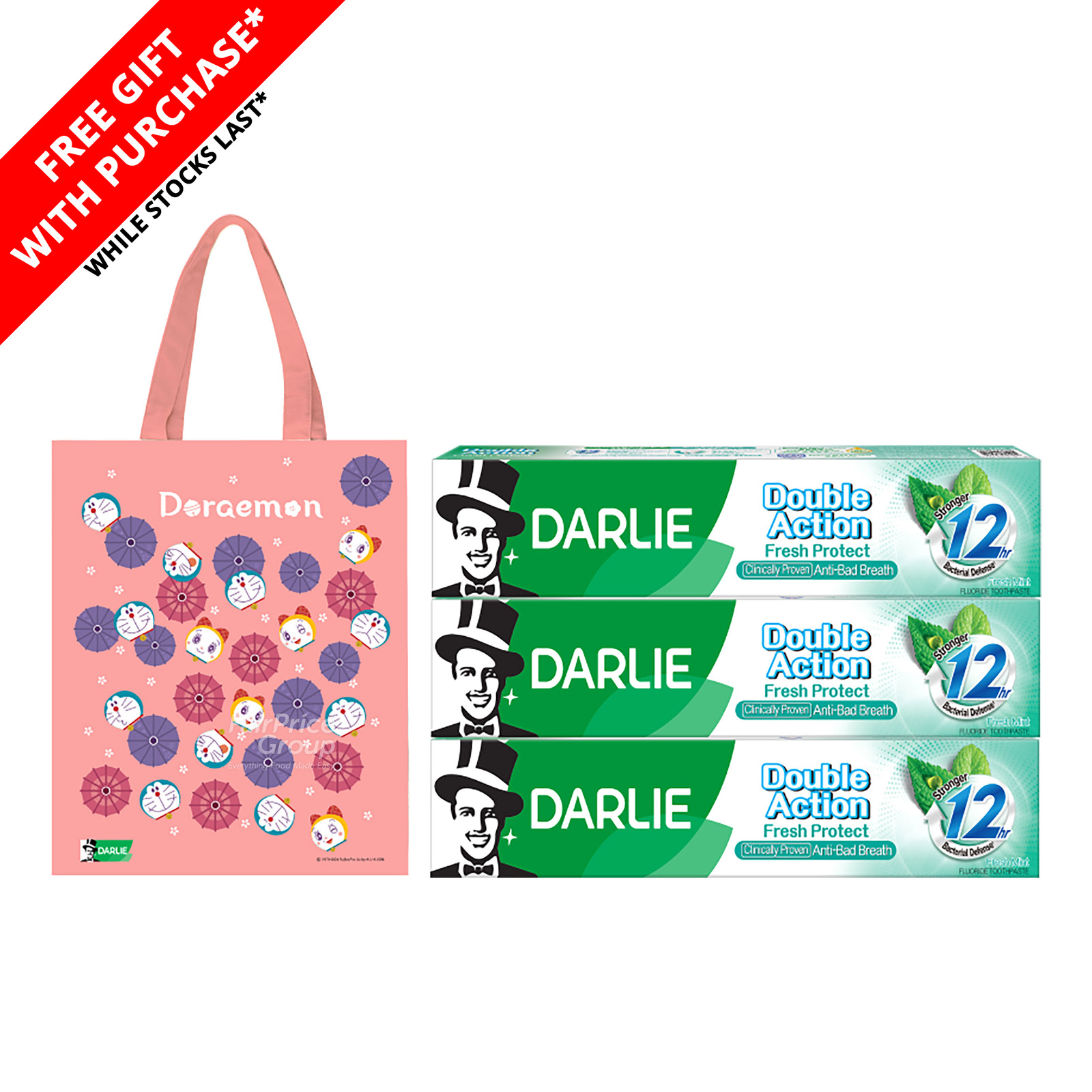 Darlie Double Action Toothpaste - Fresh Protect+Doraemon Tote Bag ...
