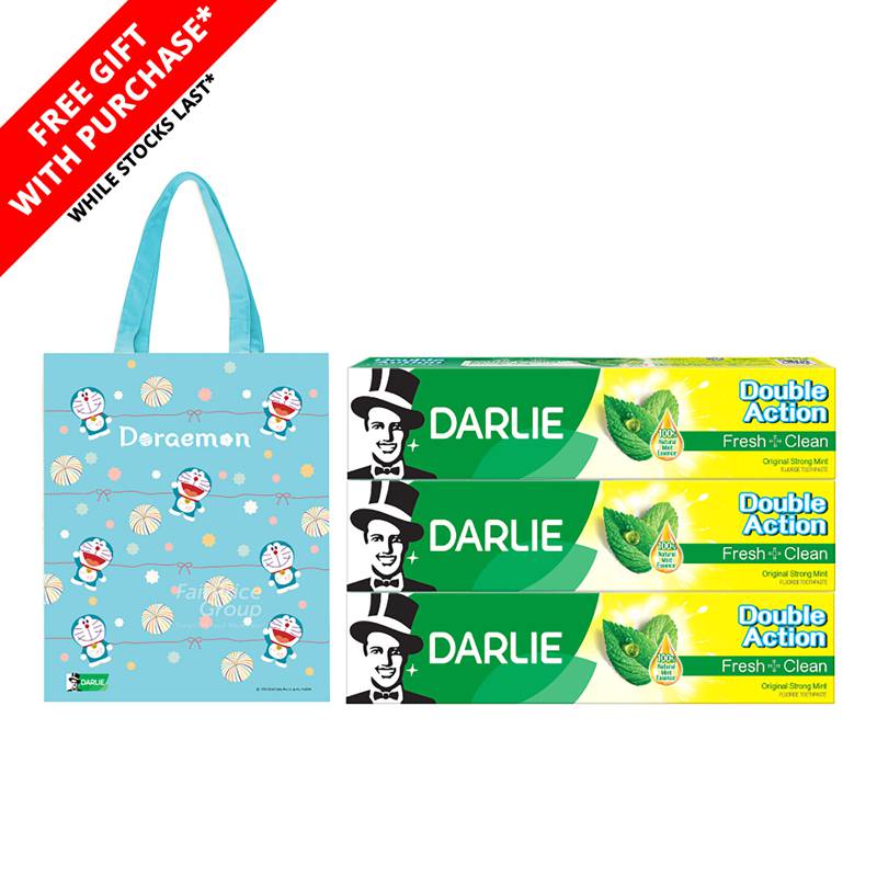 Darlie Double Action Toothpaste - Original + Doraemon Tote Bag | NTUC ...