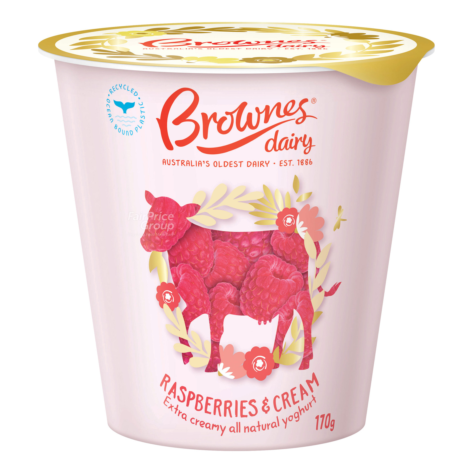 Brownes Dairy Natural Yoghurt - Raspberries & Cream | NTUC FairPrice