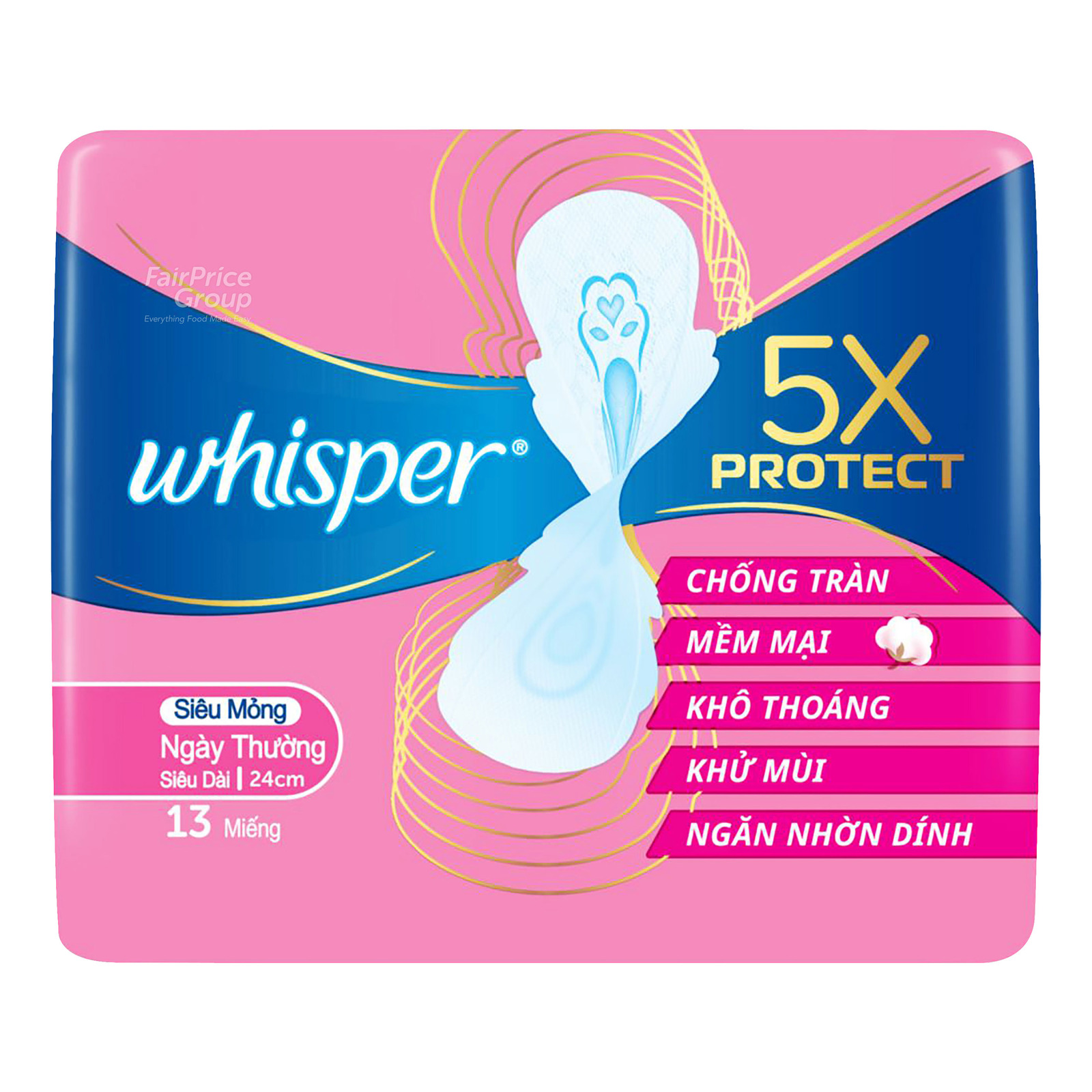 Whisper Thin Wing Pads 5x Protect - Regular (24cm) | NTUC FairPrice