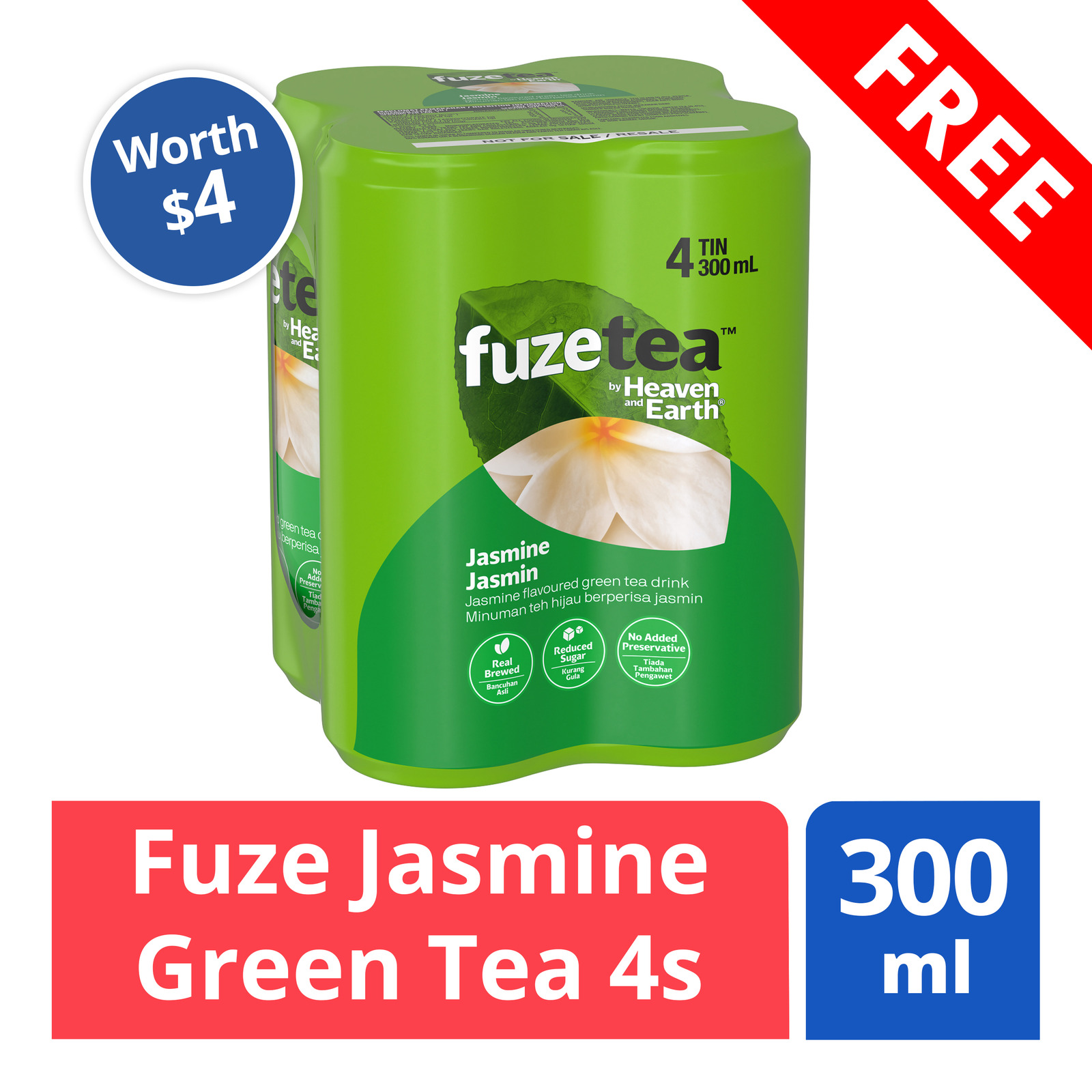 FREE Fuze Jasmine Green Tea 4s (worth $4) | NTUC FairPrice