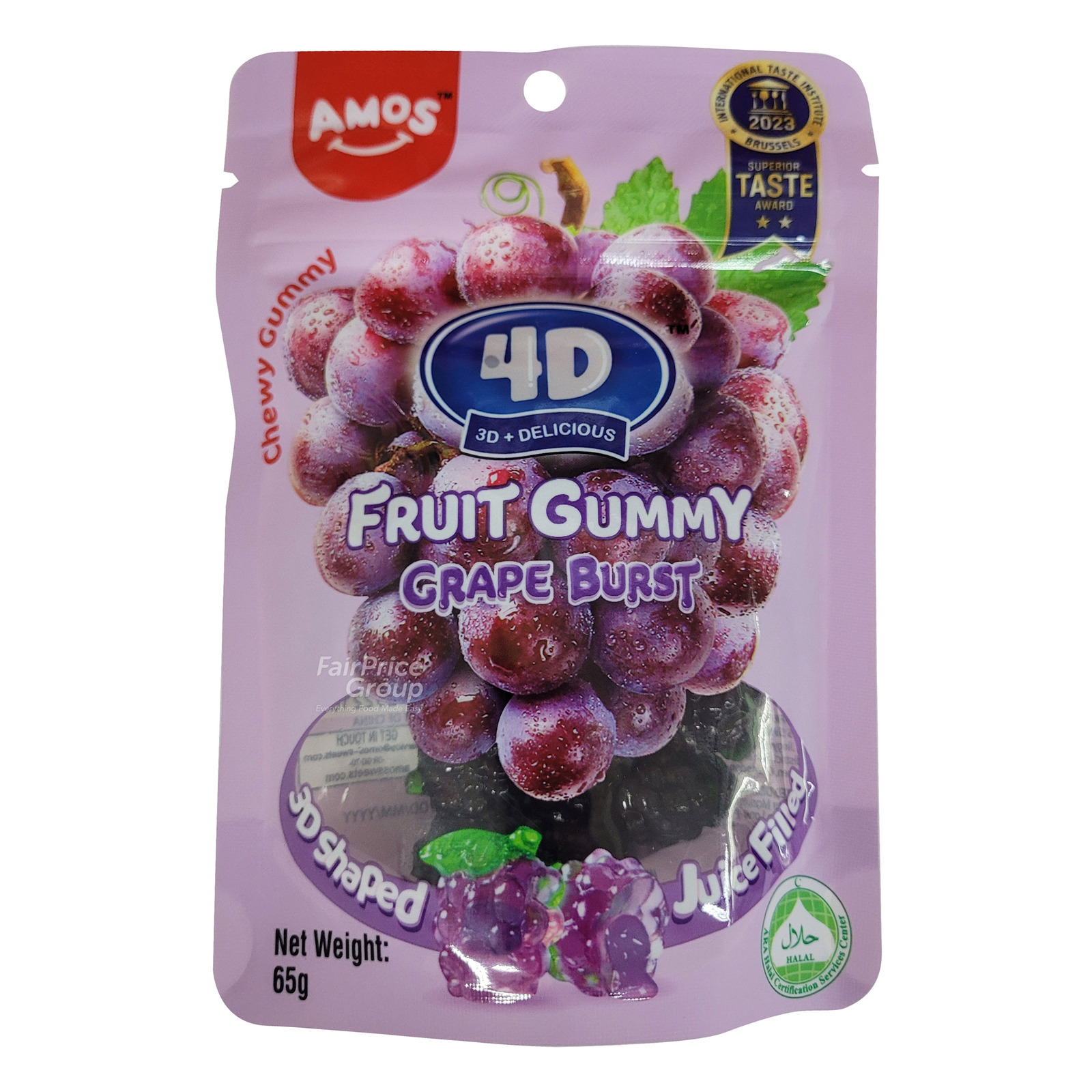 Amos 4D Fruit Gummy Candies - Grape Burst | NTUC FairPrice