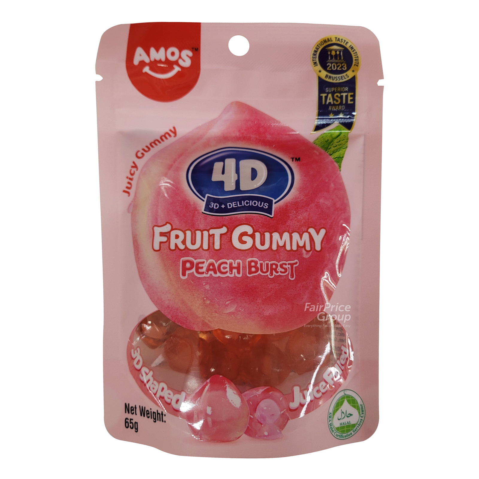 Amos 4D Fruit Gummy Candies - Peach Burst | NTUC FairPrice
