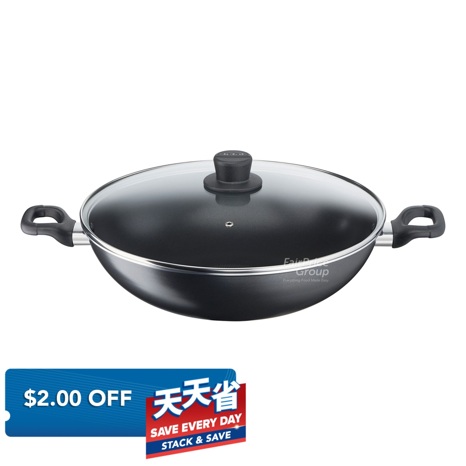 Tefal Chinese Wok With Lid Easy Cook B50392 | NTUC FairPrice