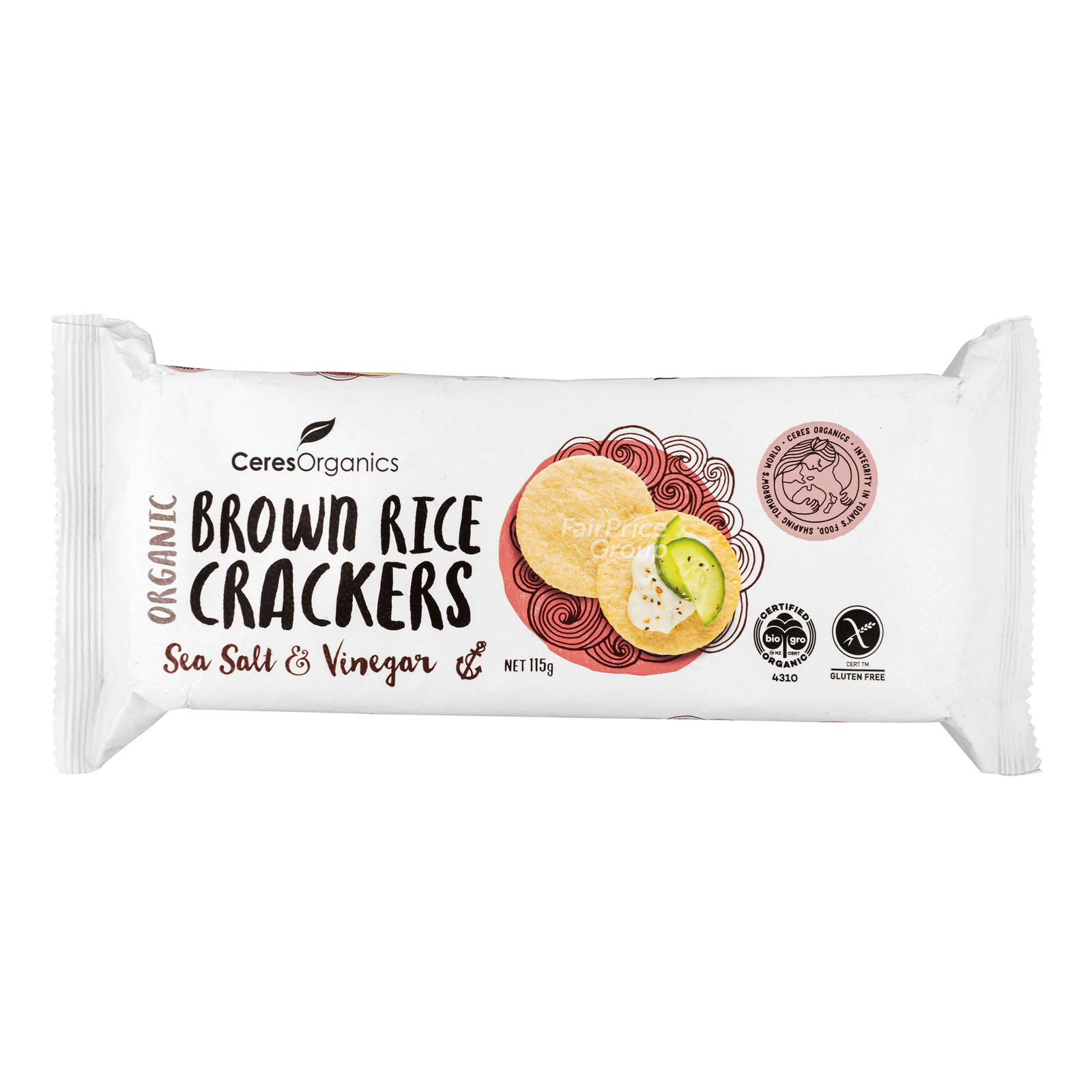 Ceres Organics Brown Rice Crackers - Sea Salt & Vinegar | NTUC FairPrice