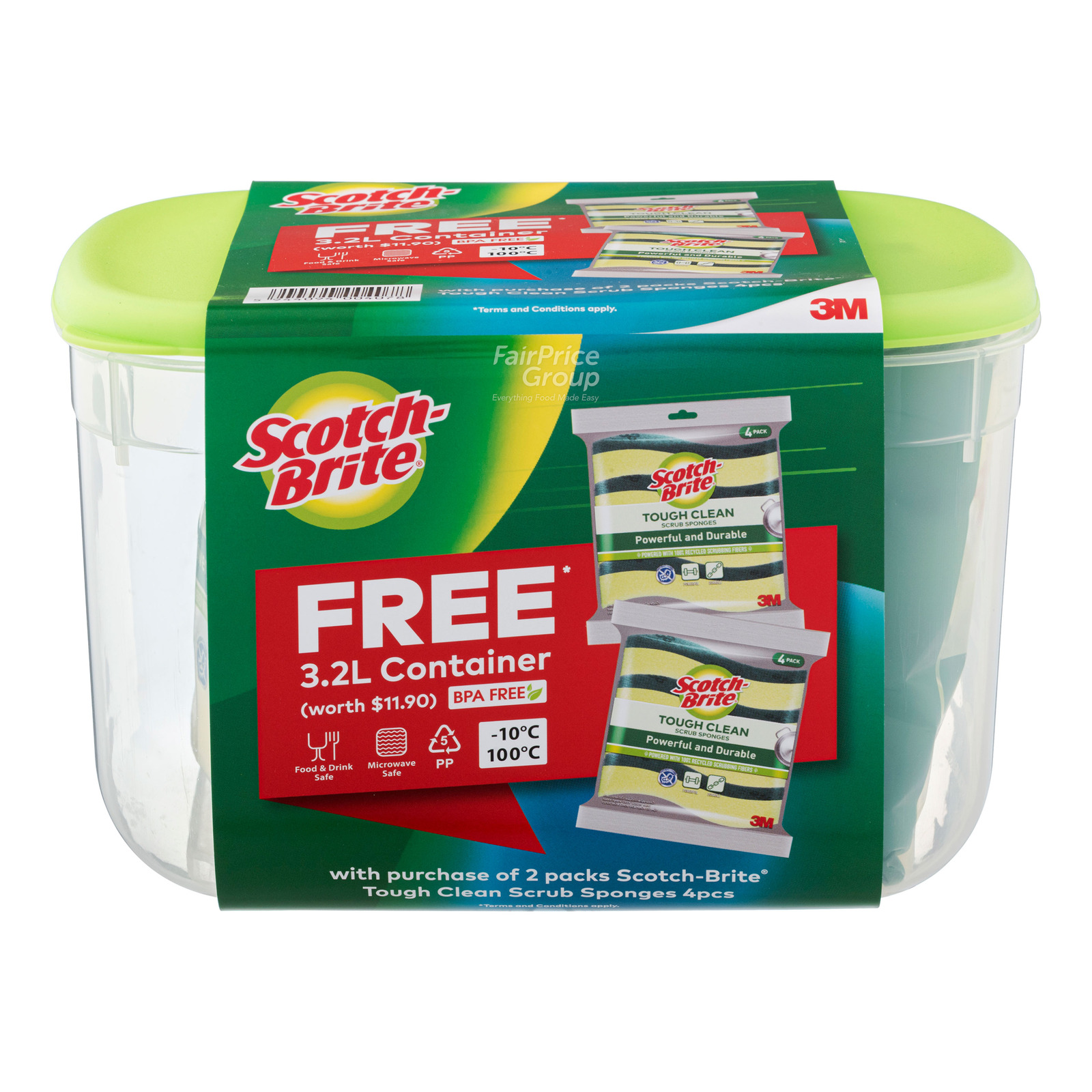 3M Scotch Brite 213VP Tough Clean Scrub Sponges Bundle | NTUC FairPrice