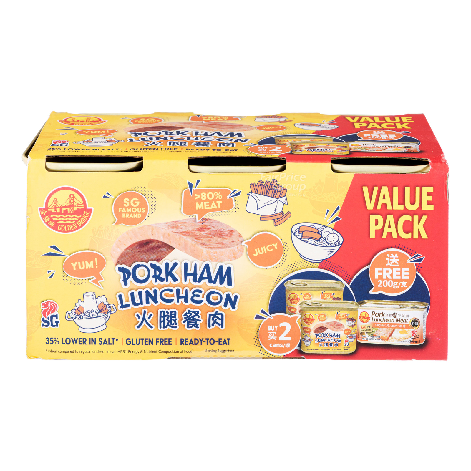 Golden Bridge Pork Ham + Pork Luncheon Meat | NTUC FairPrice