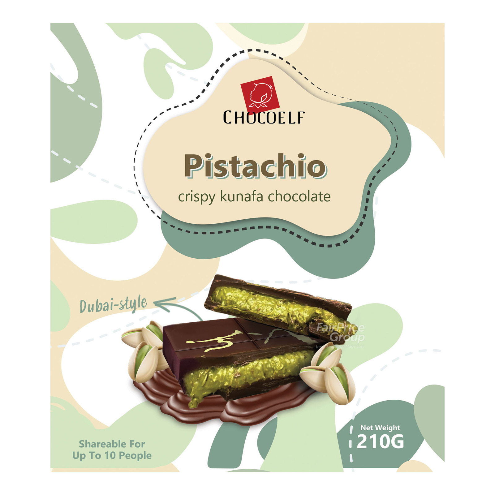 Chocoelf Crispy Kunafa Chocolate Bar - Pistachio | NTUC FairPrice