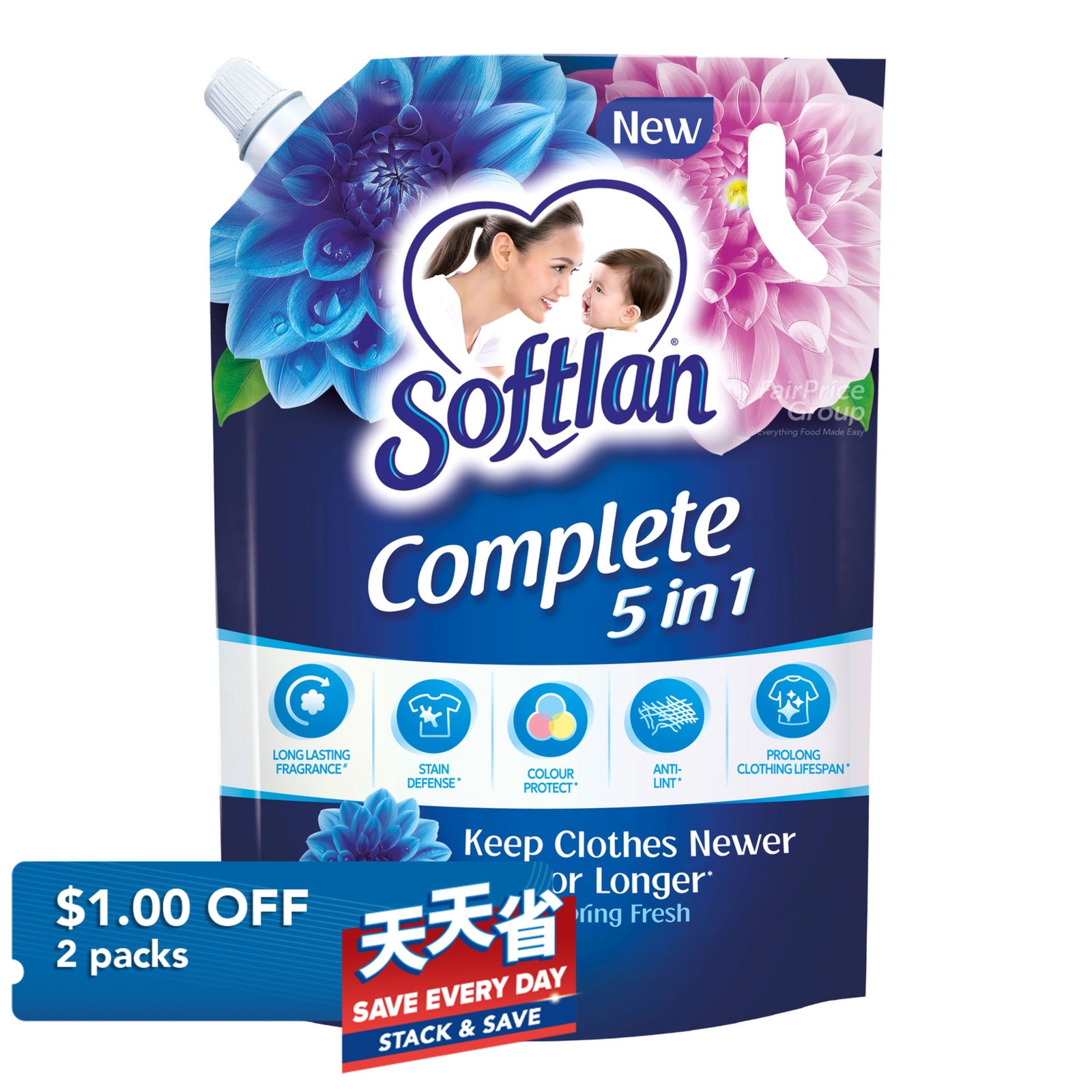 Softlan Complete Fabric Conditioner Refill - Spring Fresh | NTUC FairPrice
