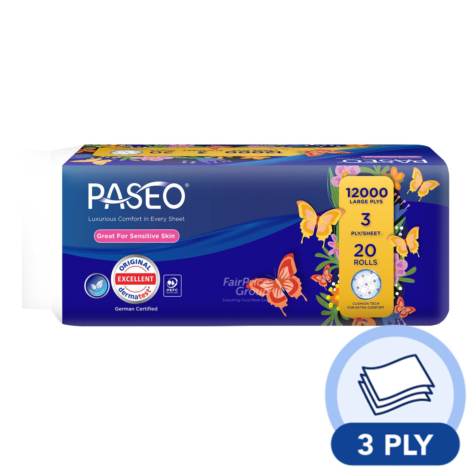 Paseo Bathroom Tissue Rolls (3 ply) | NTUC FairPrice