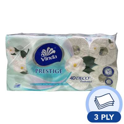 Vinda Prestige Bathroom Tissue - 4D Deco Embossed (3ply) | NTUC FairPrice