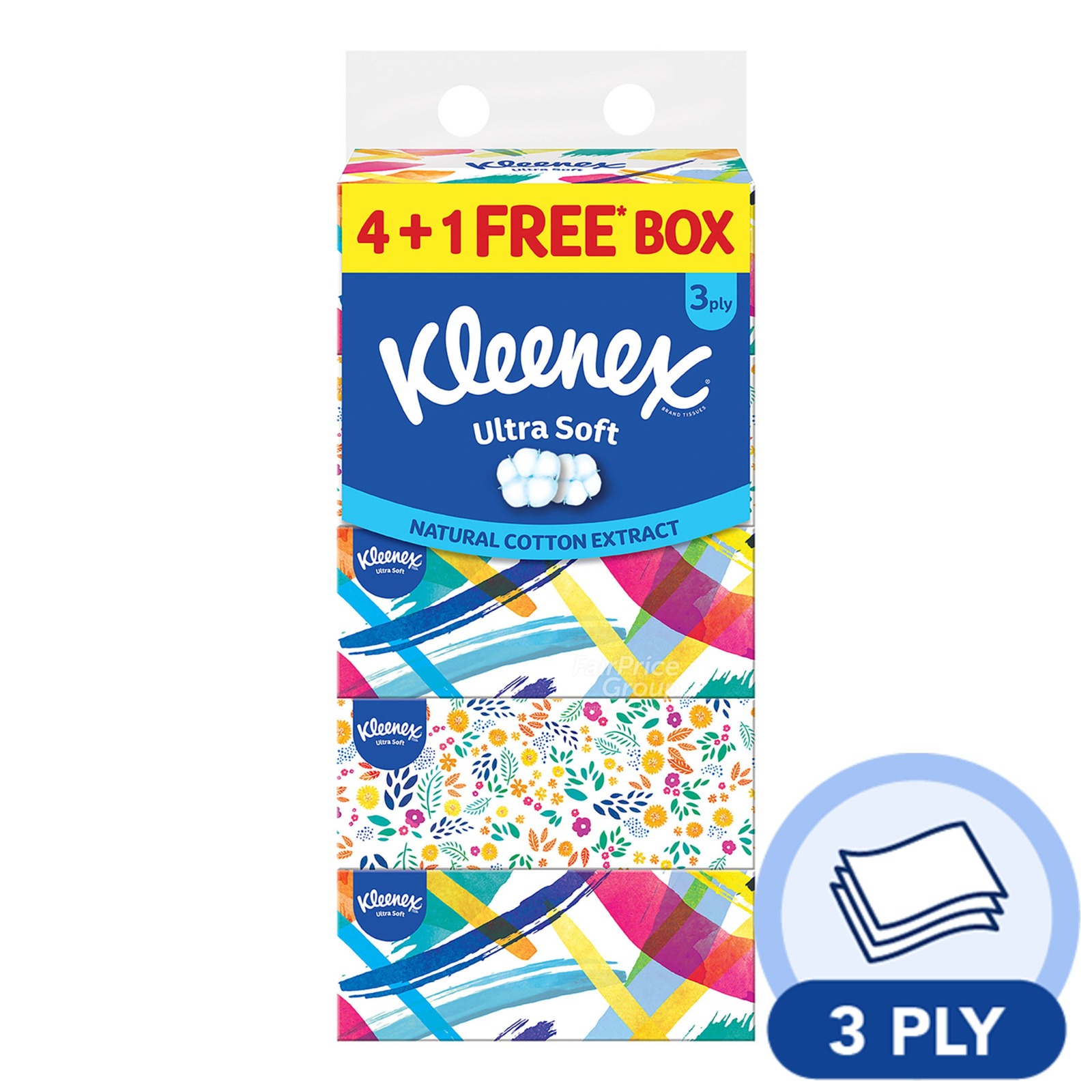 Kleenex Ultra Soft Facial Tissue Box - Floral (3ply) | NTUC FairPrice