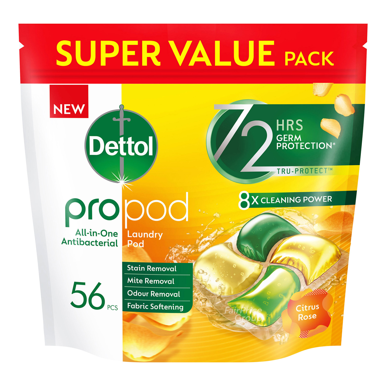 Dettol All in 1 Laundry Pods Refill - Citrus Rose | NTUC FairPrice