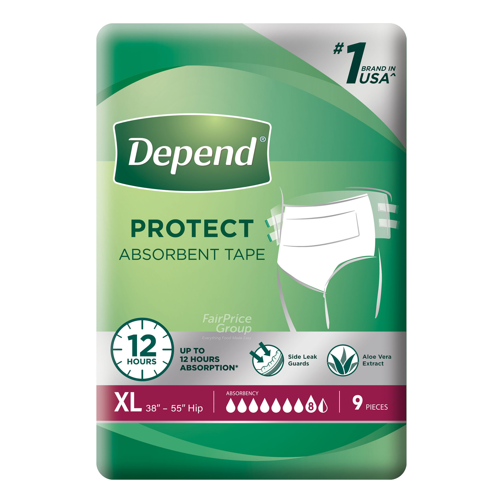 Depend Protect Absorbent Unisex Adult Diaper Tape - XL | NTUC FairPrice