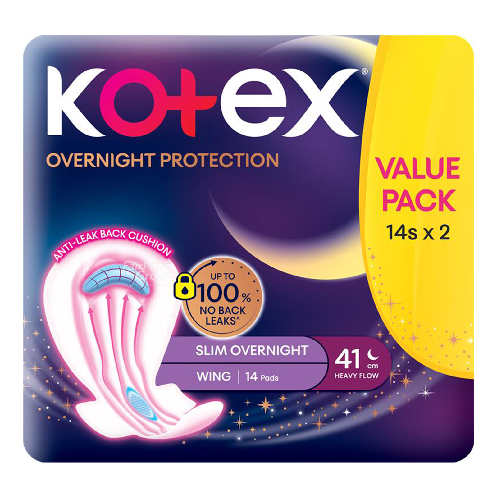 Kotex Soft & Smooth Slim Overnight Wing Pads - 41cm | NTUC FairPrice