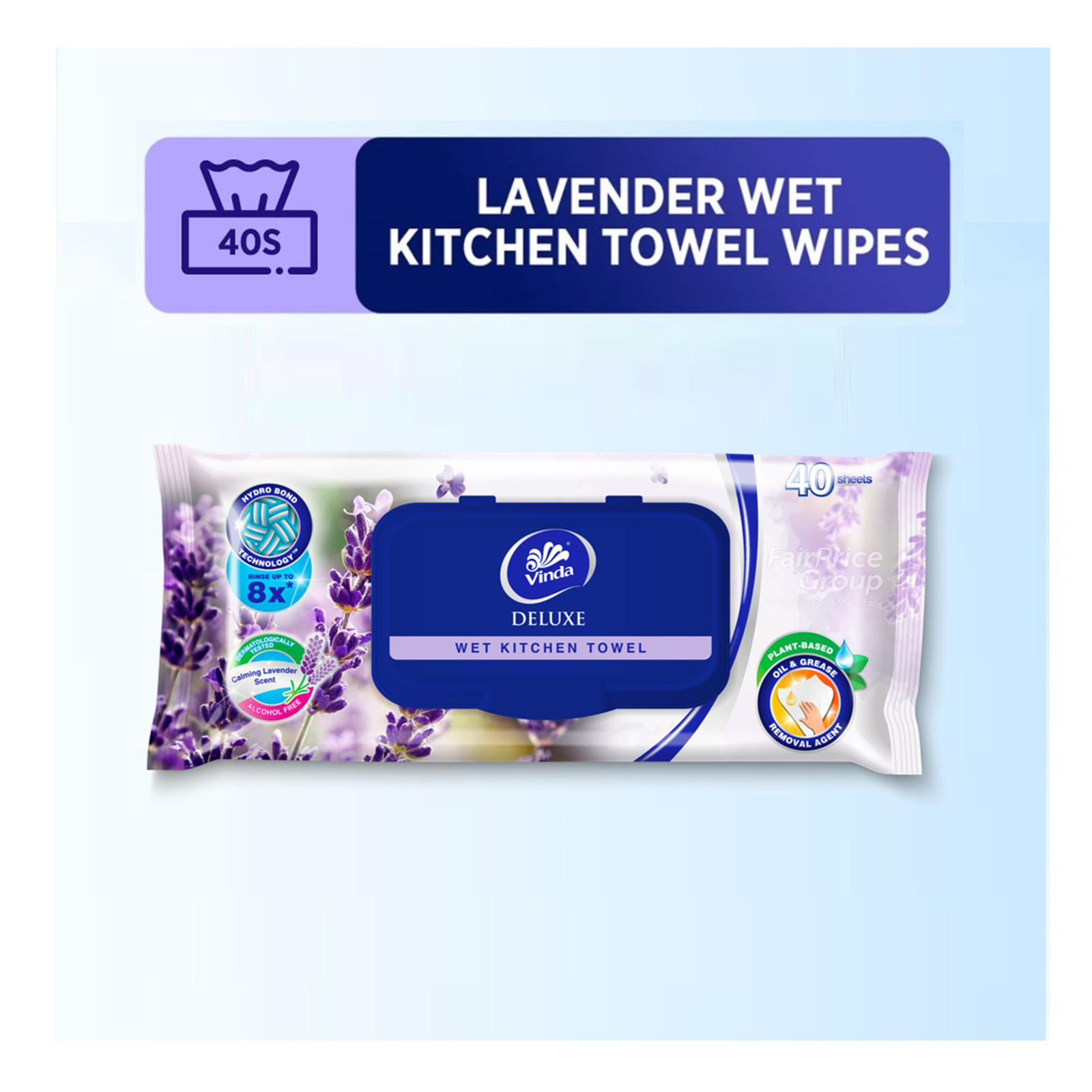 Vinda Deluxe Wet Kitchen Towel - Lavender | NTUC FairPrice