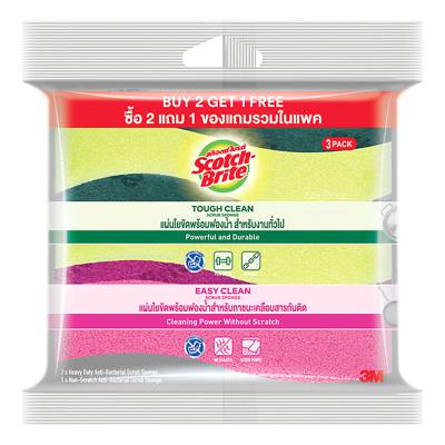 3M Scotch-Brite Scrub Sponges - Tough Clean Antibacterial | NTUC FairPrice
