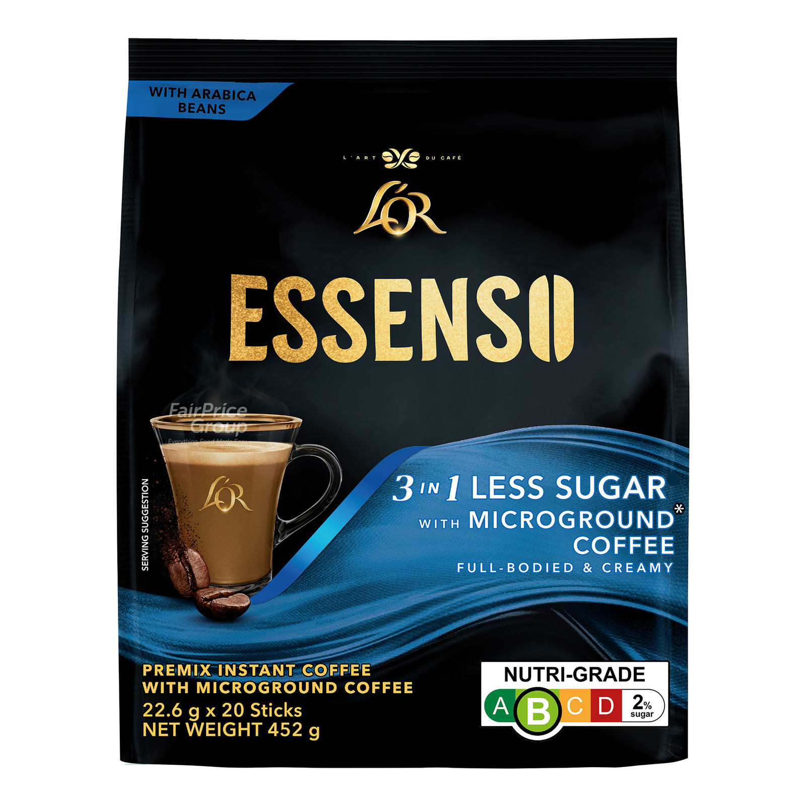 Lor Essenso 3 in 1 Instant Microground Coffee - Less Sugar | NTUC FairPrice