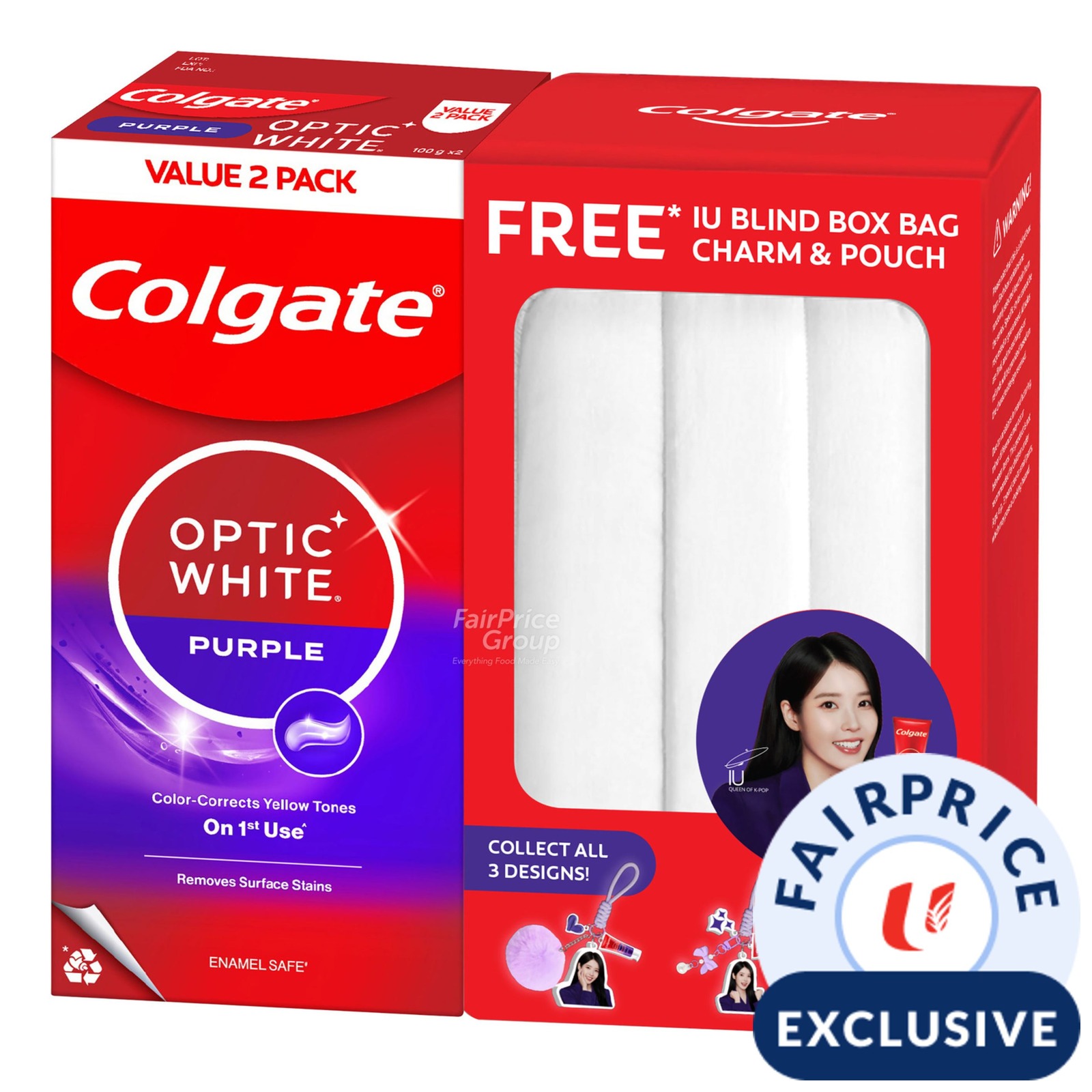 Colgate Optic Whitening Purple Toothpaste+IU Keychain&White Pouch ...