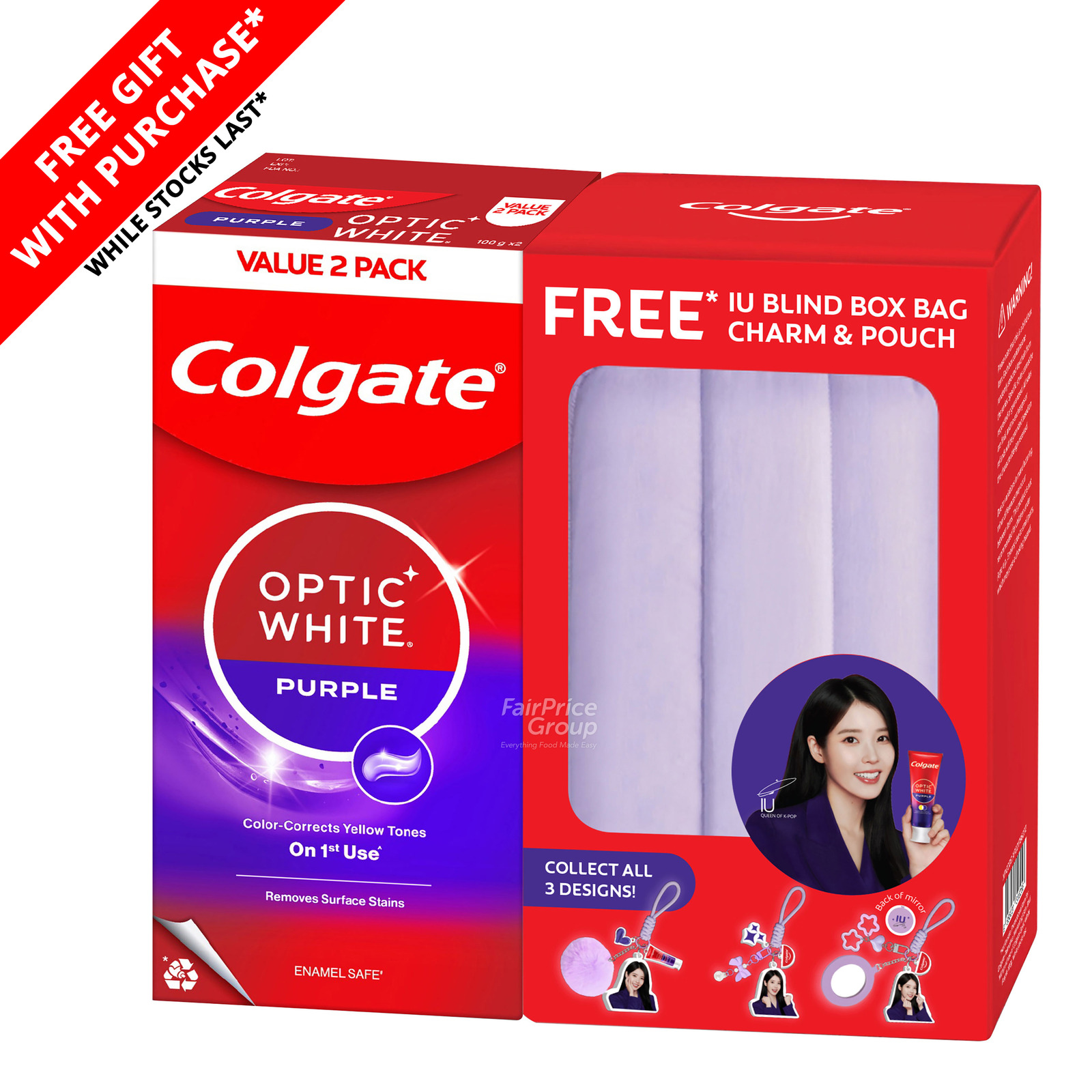 Colgate Optic Whitening Purple Toothpaste+IU Keychain&PurplePouch ...
