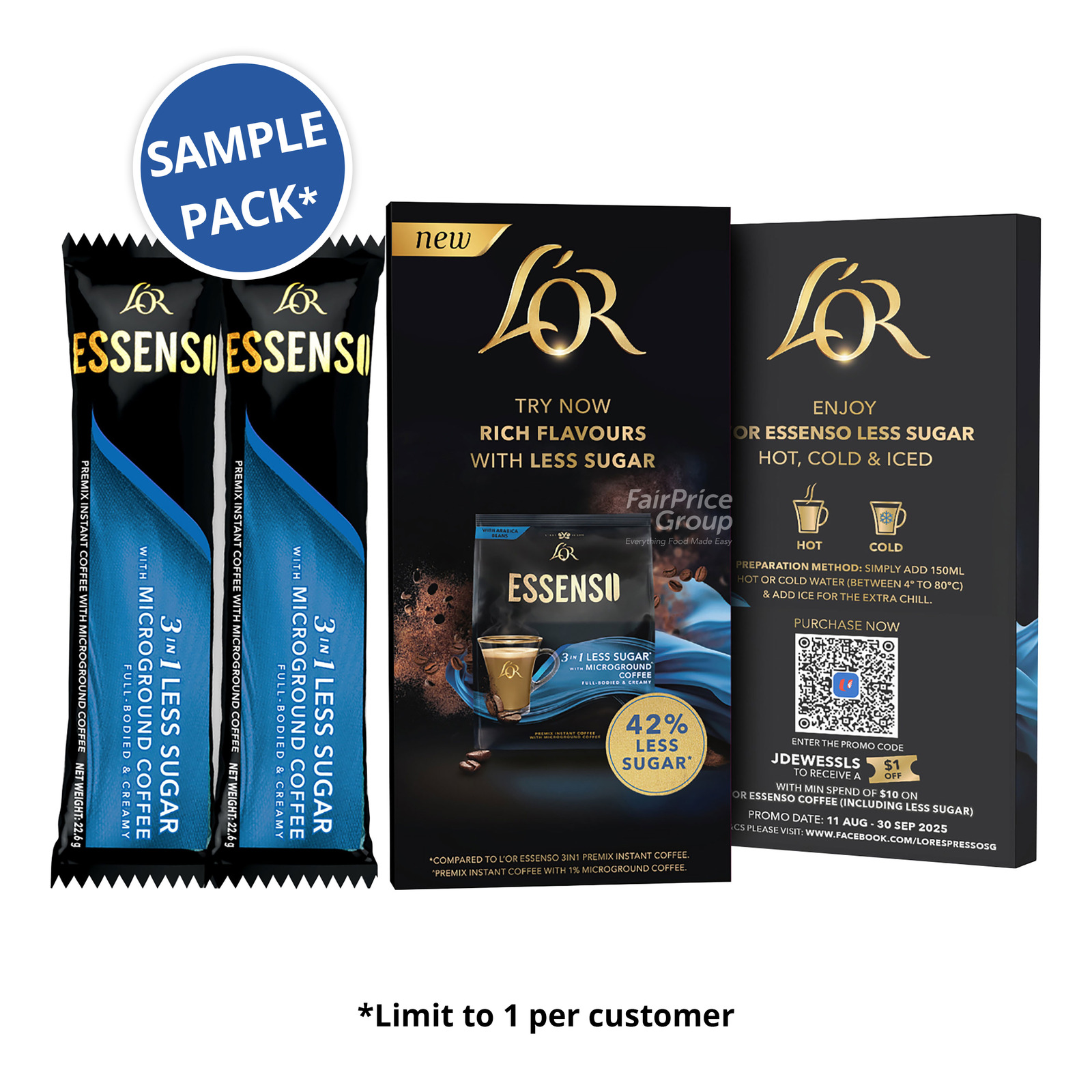 (Sample) Lor Essenso 3 in 1 Instant Coffee - Less Sugar | NTUC FairPrice