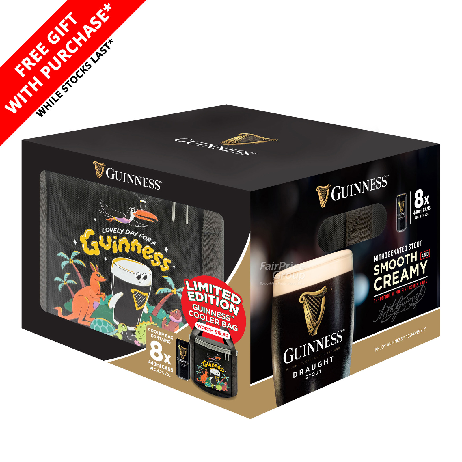 Guinness Draught Stout Beer Can + Free Cooler Bag | NTUC FairPrice