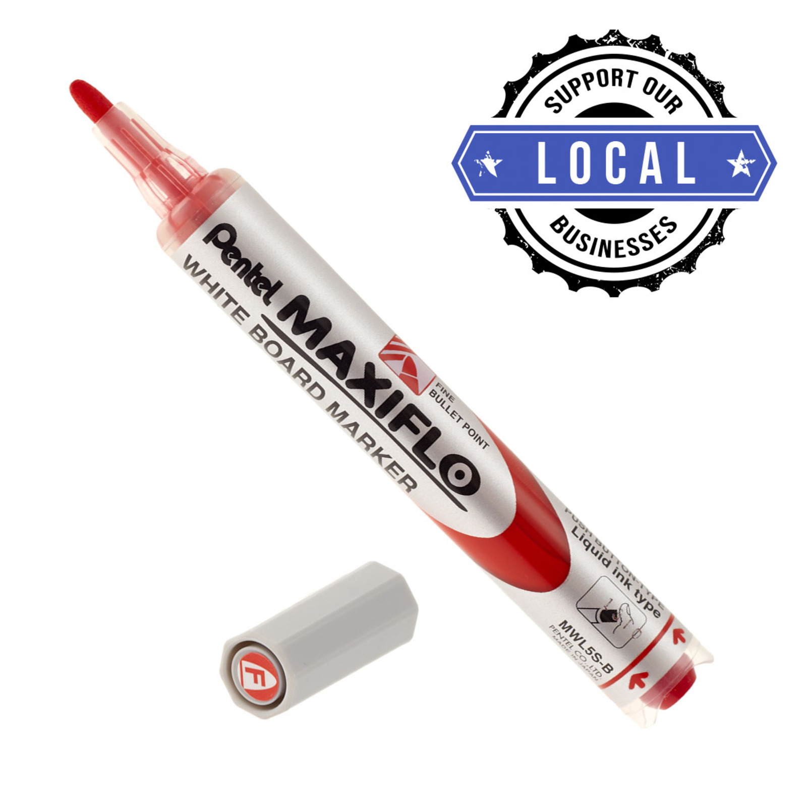 PENTEL MWL5S Maxiflo Whiteboard Marker Bullet Tip Red | NTUC FairPrice