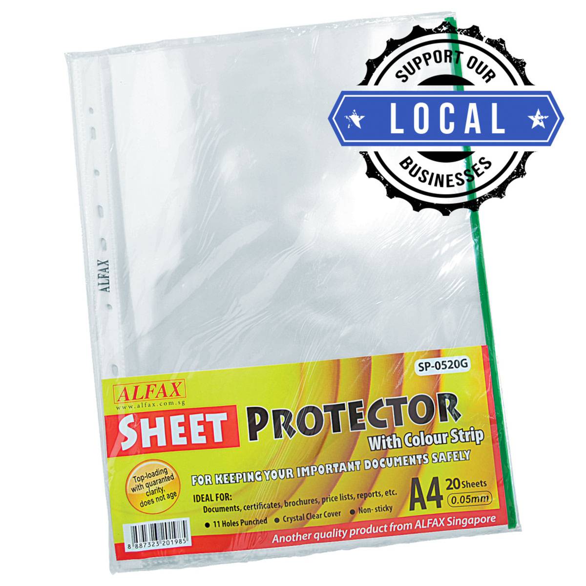 ALFAX SP0520G SHEET PROTECTOR 11 HOLE REFILL GREEN EDGE | NTUC FairPrice