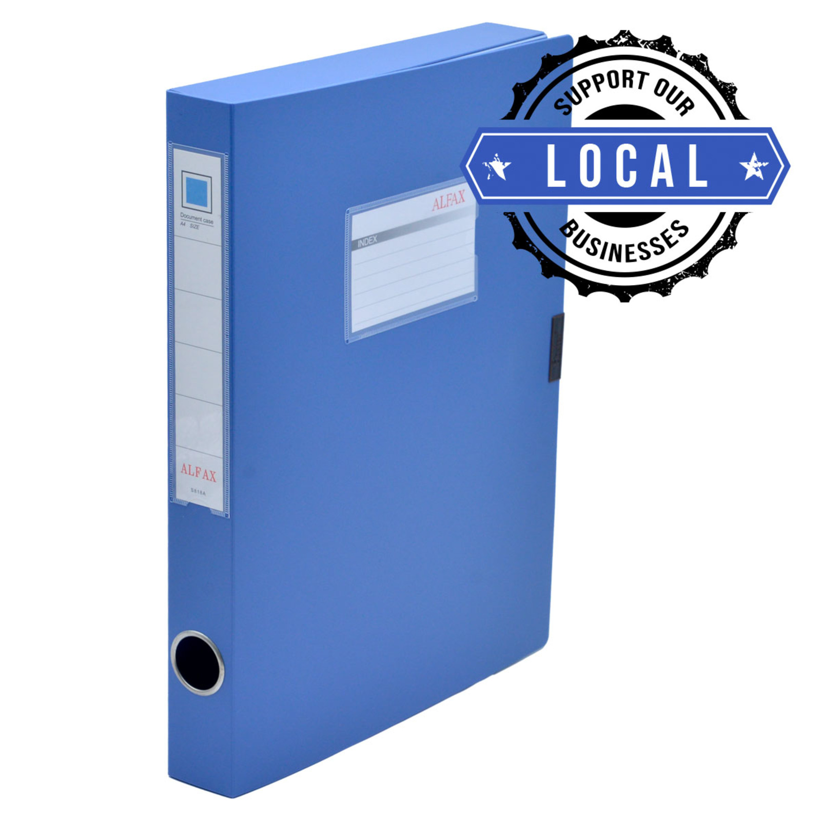 Alfax S818 Plastic Box File with 1inch spine A4 Blue | NTUC FairPrice
