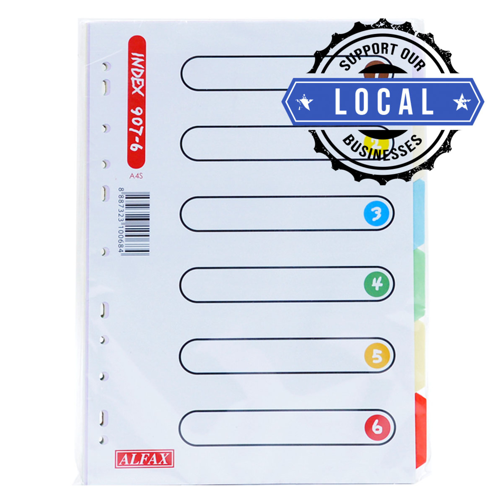 Alfax 907-6 Paper Divider 6Colours A4 | NTUC FairPrice