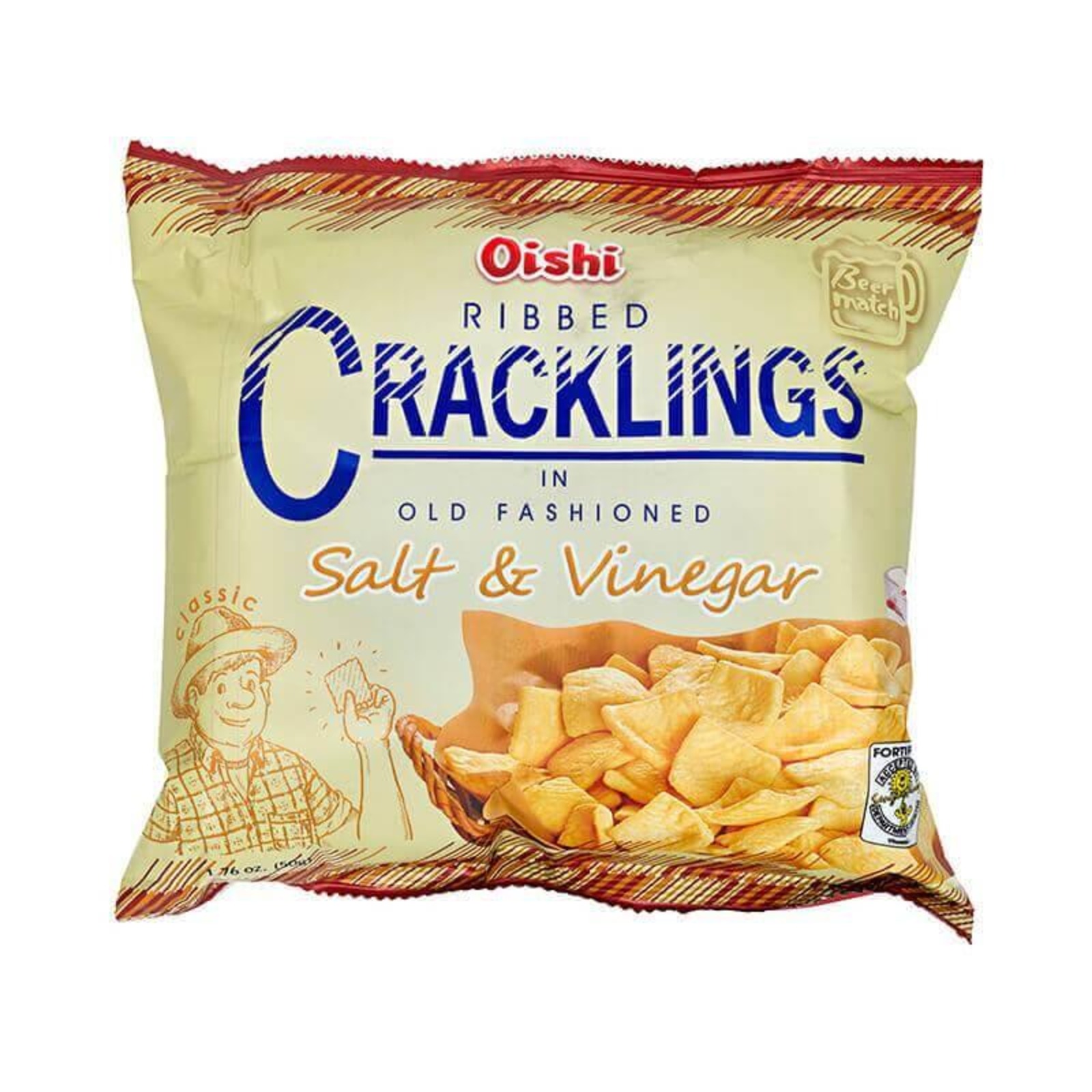 Oishi Ribbed Cracklings In Old Fashioned Salt And Vinegar | NTUC FairPrice