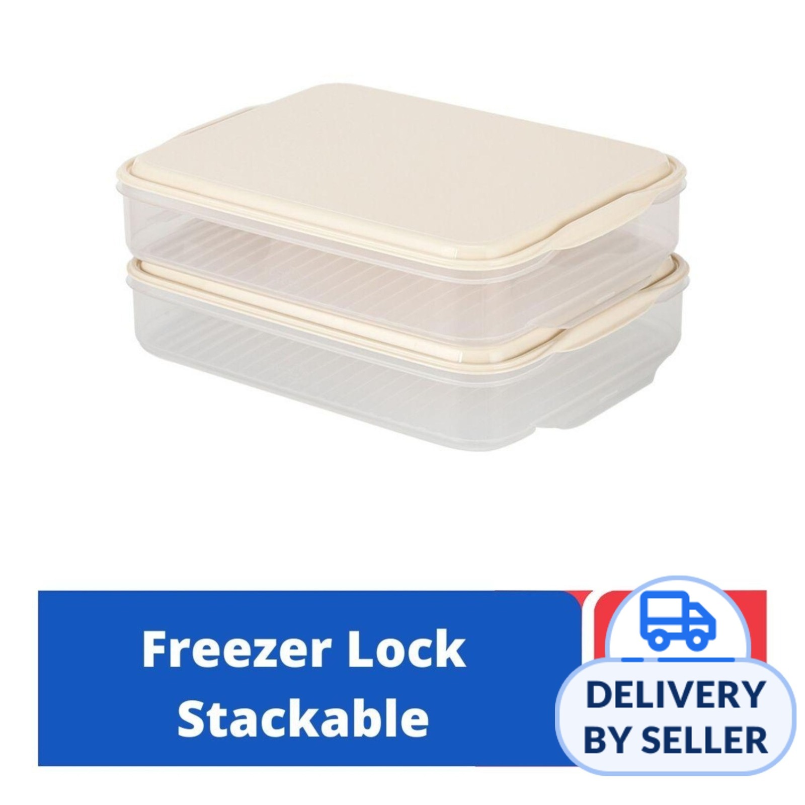 LOCK&LOCK Freezer Lock Container 2P Set Rect 3.4L - Ivory | NTUC FairPrice