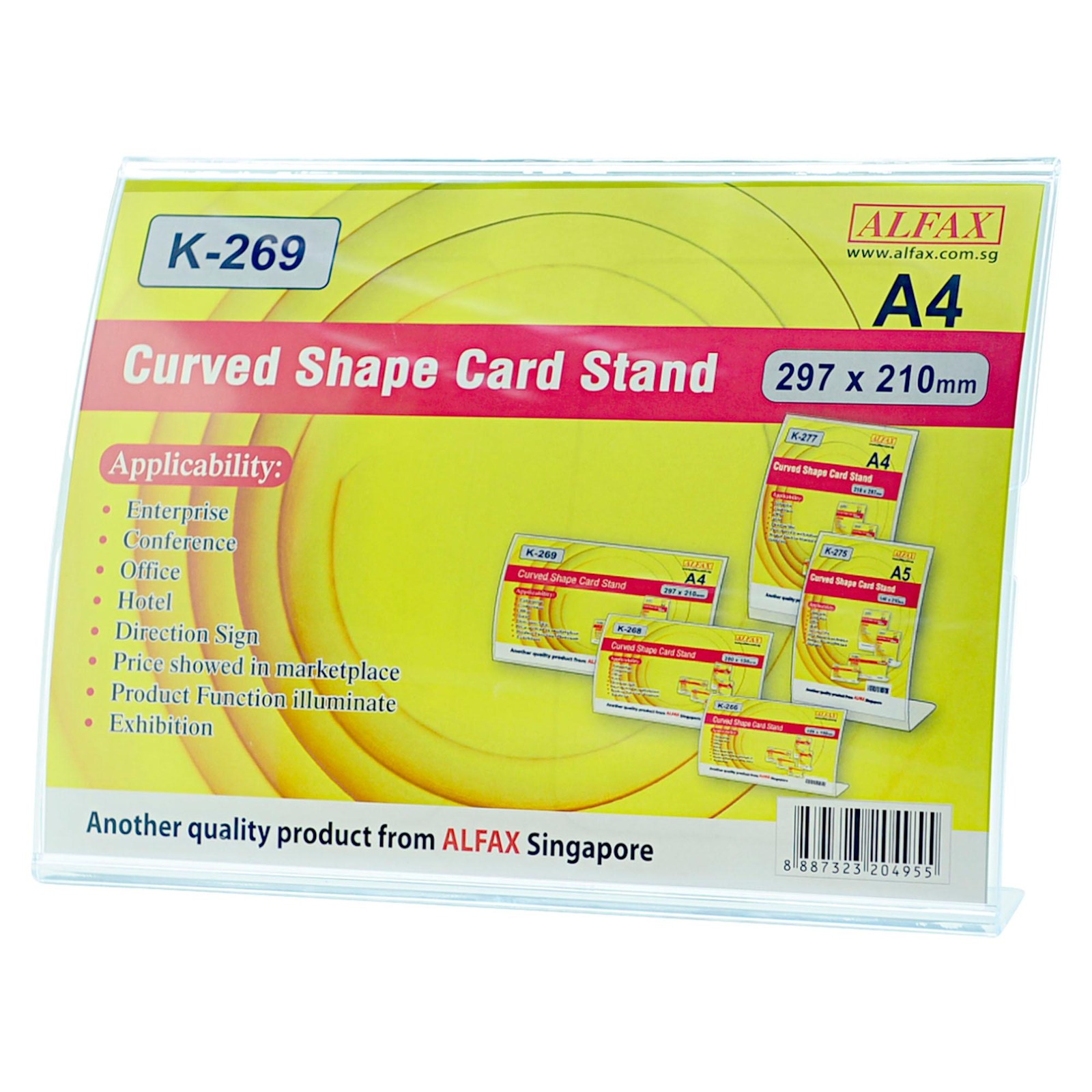 Alfax K269H Curved Shape Card Stand 210x297mm A4 | NTUC FairPrice