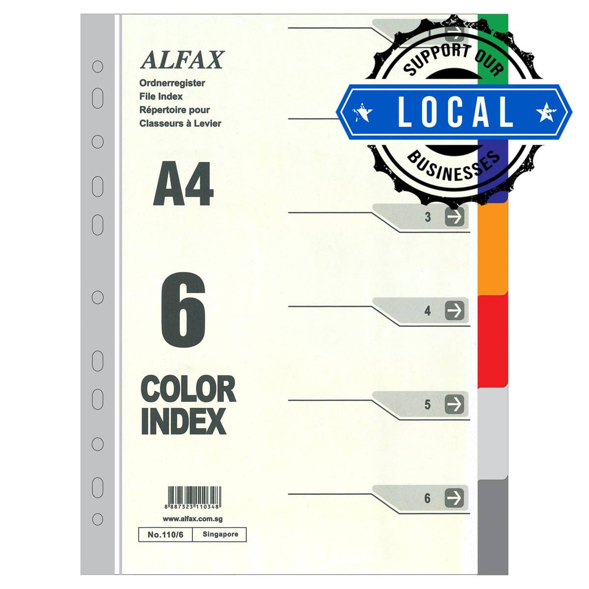 Alfax 110-6 PP Divider 6 Colours A4 | NTUC FairPrice