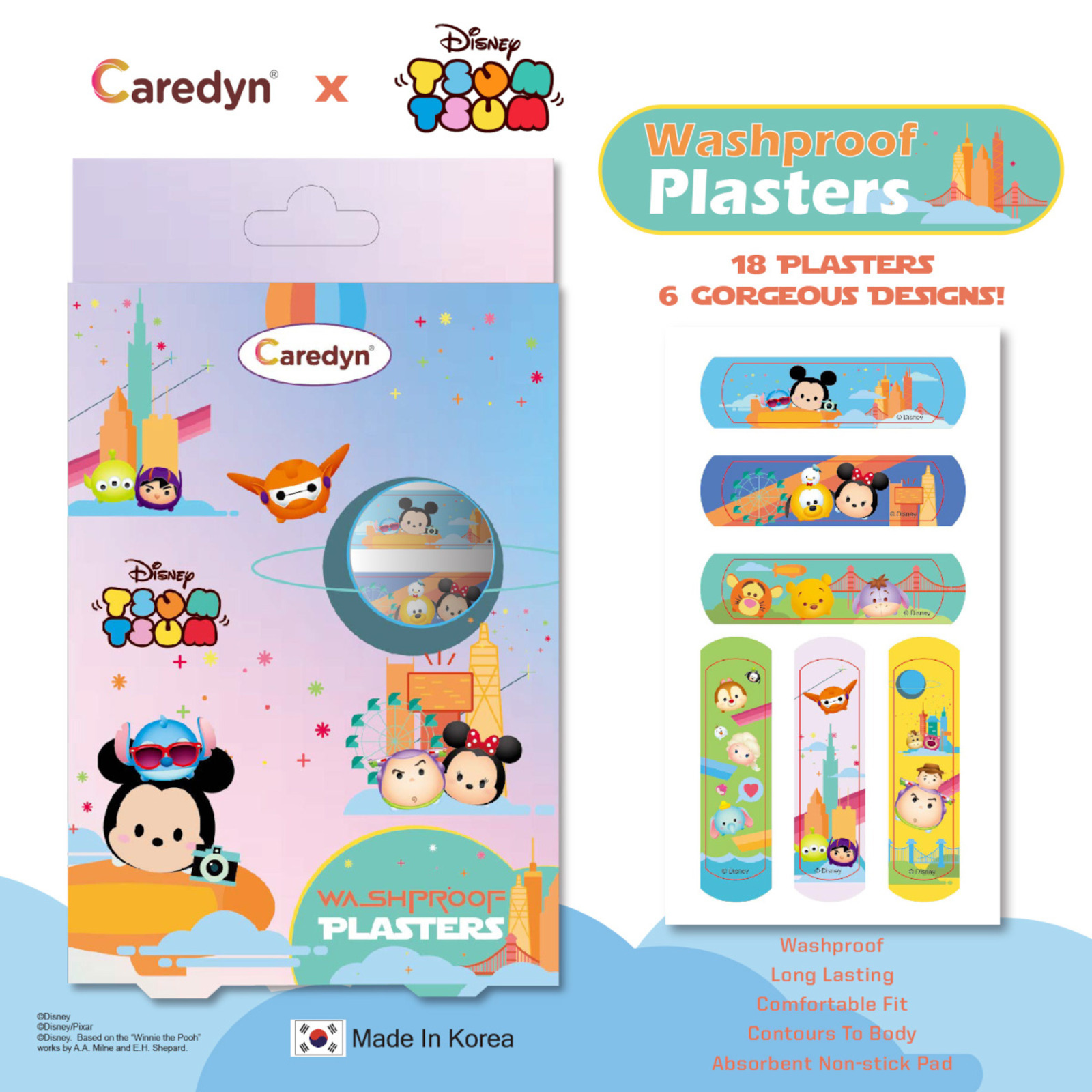 CAREDYN Tsum Tsum Plasters (18 Sheets) | NTUC FairPrice