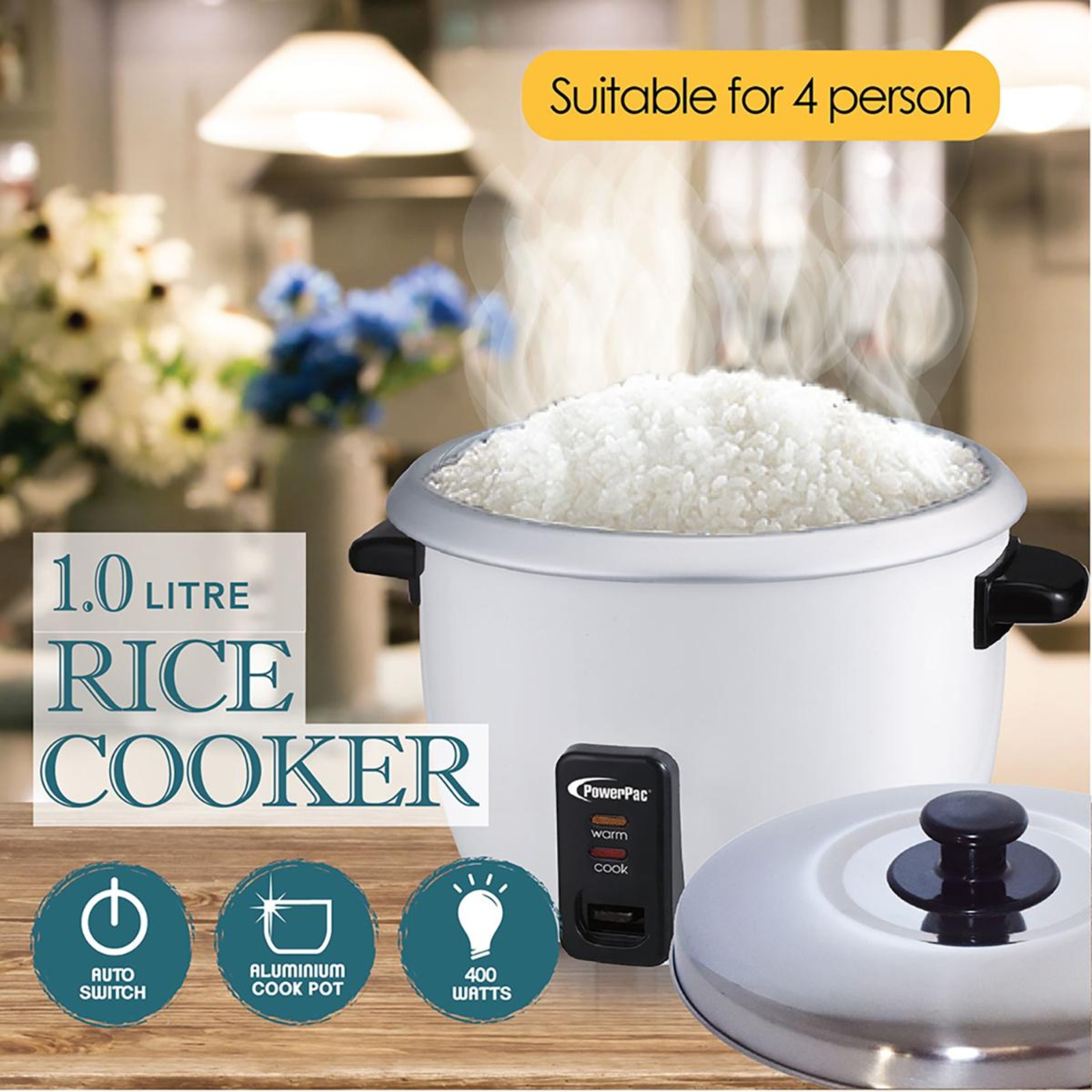 powerpac rice cooker 1l