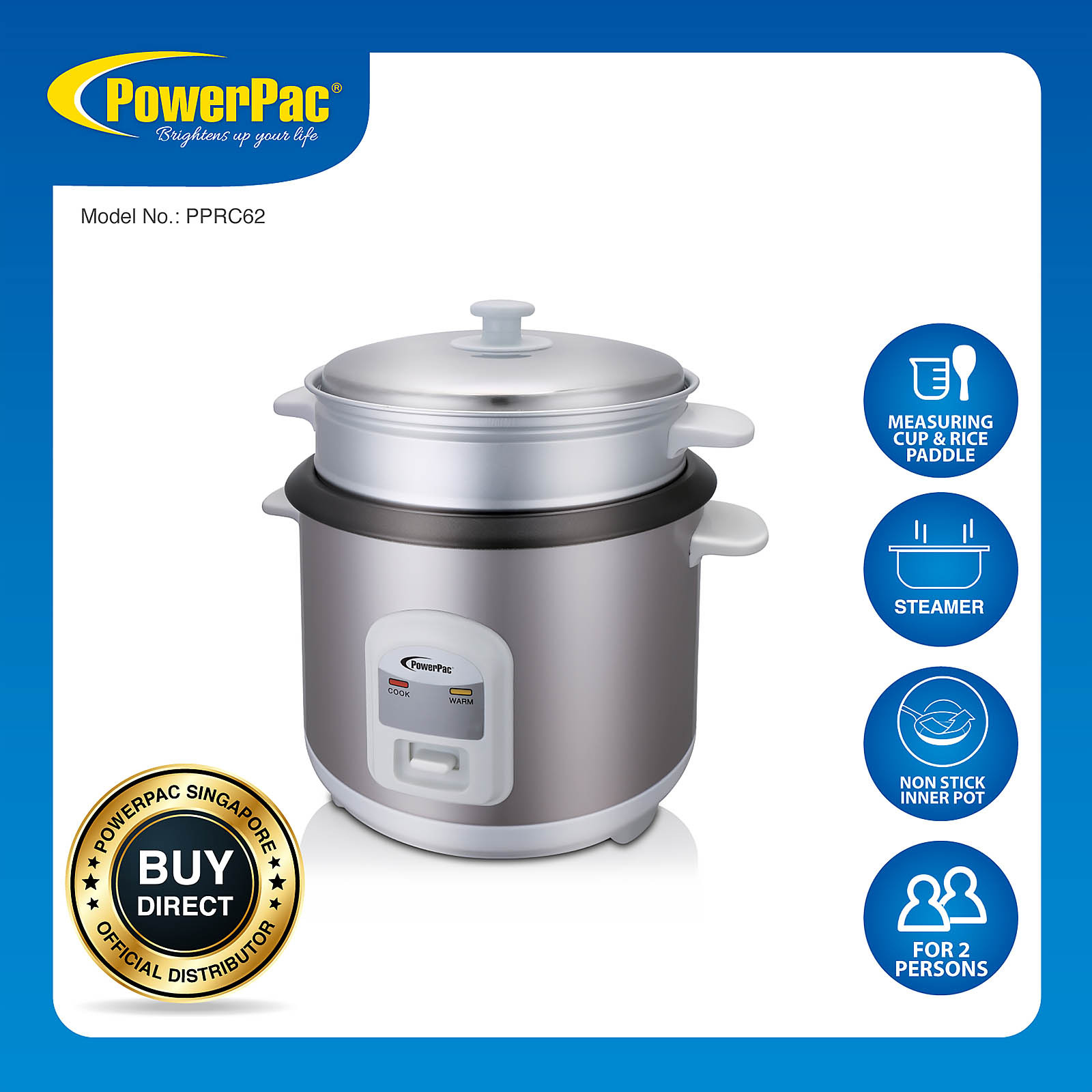 PowerPac (PPRC62) 0.6L Rice Cooker | NTUC FairPrice
