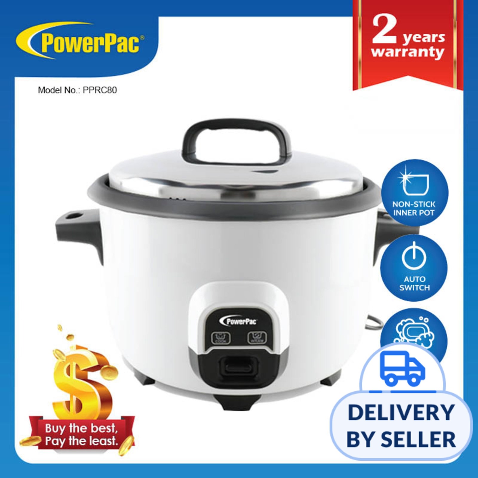 PowerPac (PPRC80) 8.0L Rice Cooker | NTUC FairPrice