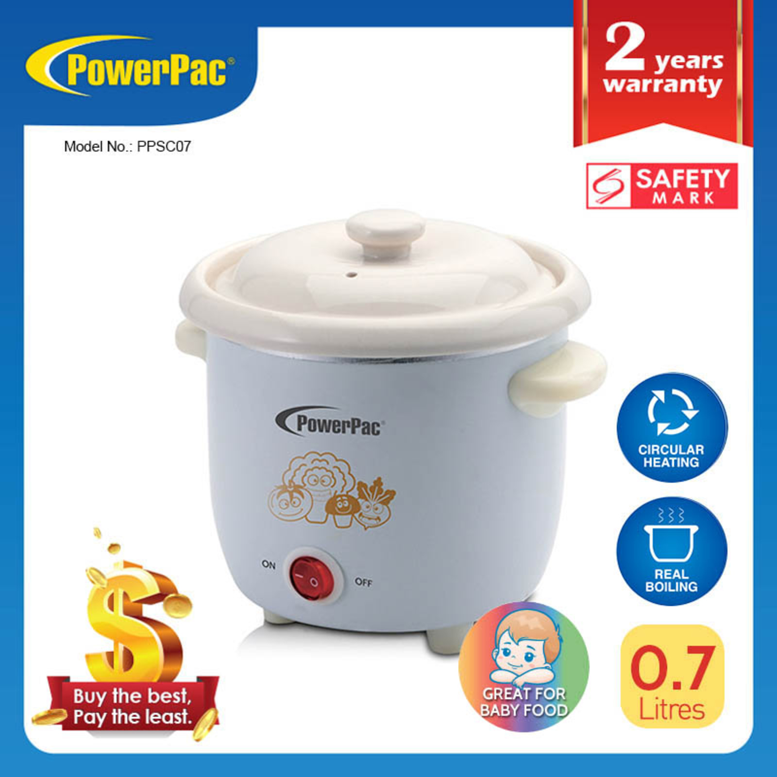 PowerPac (PPSC07) 0.7L Slow Cooker | NTUC FairPrice