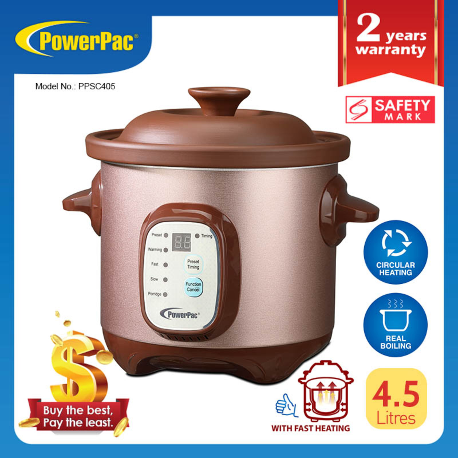 PowerPac (PPSC405) 4.5L Slow Cooker | NTUC FairPrice